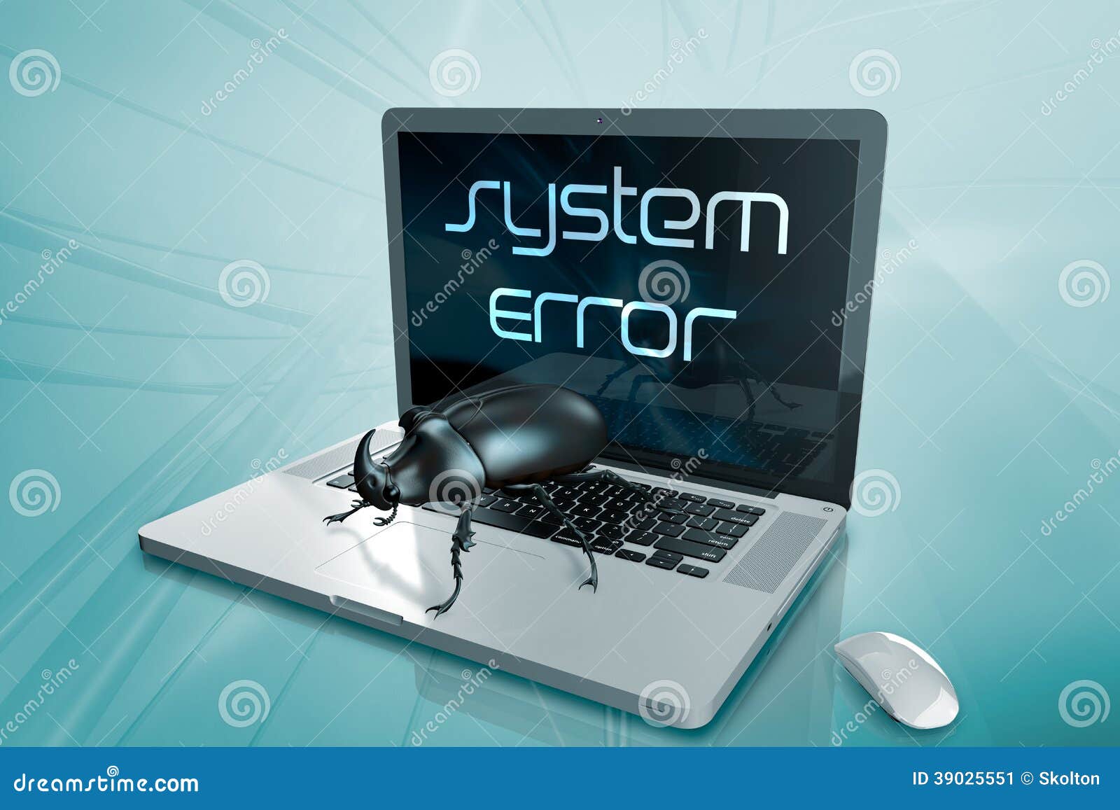 Laptop with a Message Error on the Screen Stock Image - Image of system ...