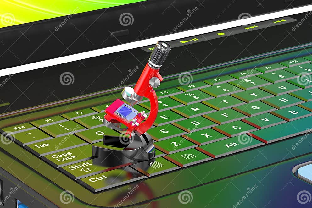 Laptop and microscope stock illustration. Illustration of medical ...