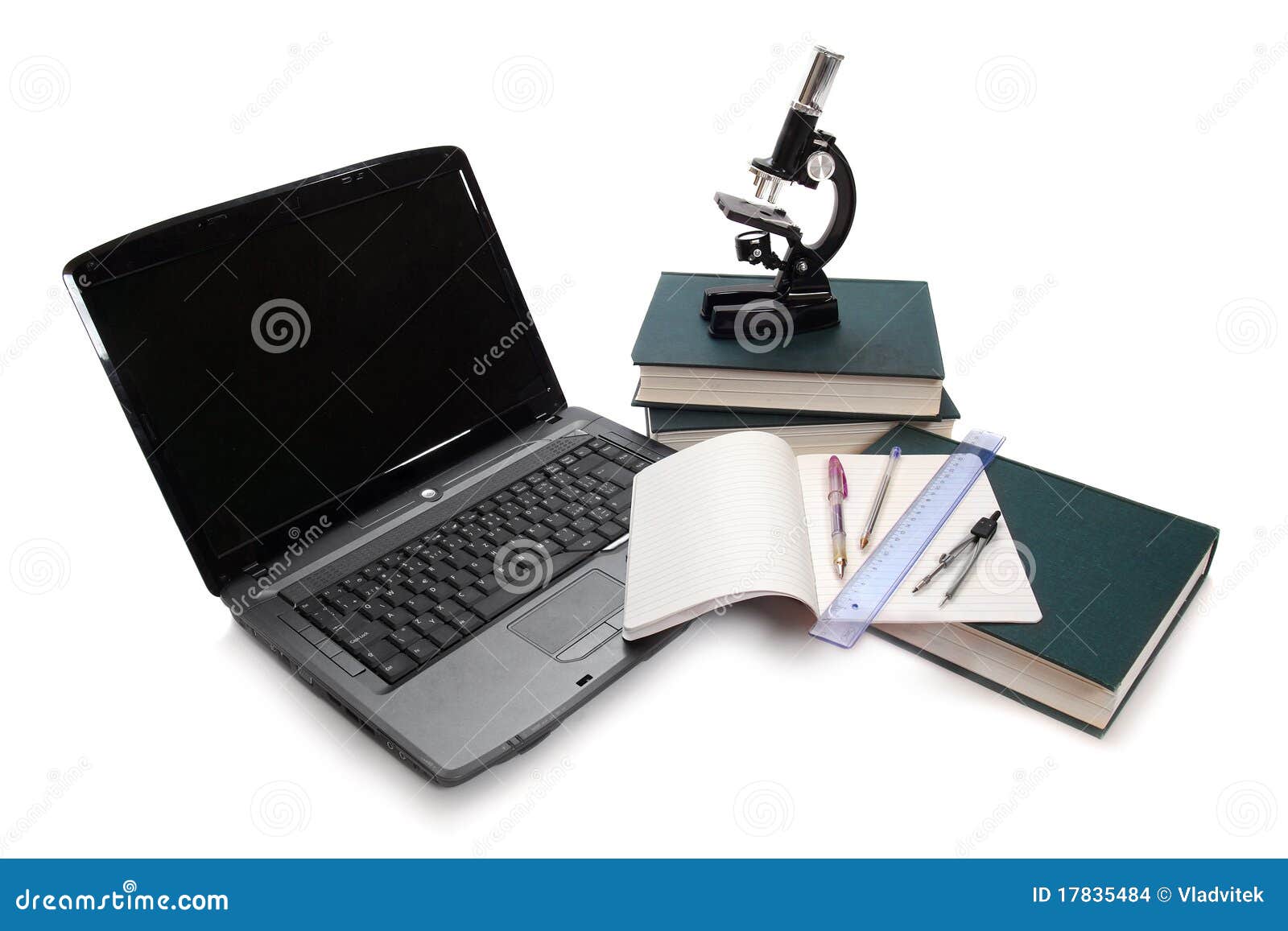 Laptop, Microscope and Books. Stock Photo - Image of magnification ...
