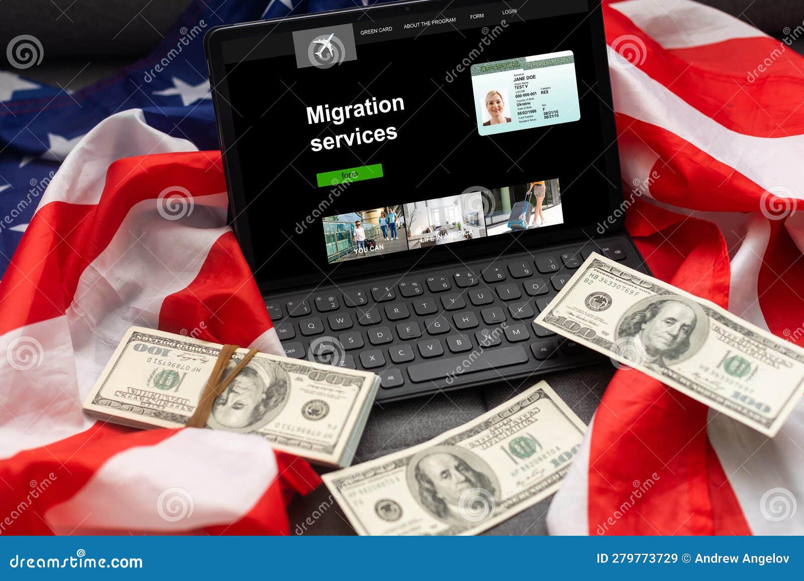 Laptop from the Migration Center, Usa Flag Stock Image - Image of ...