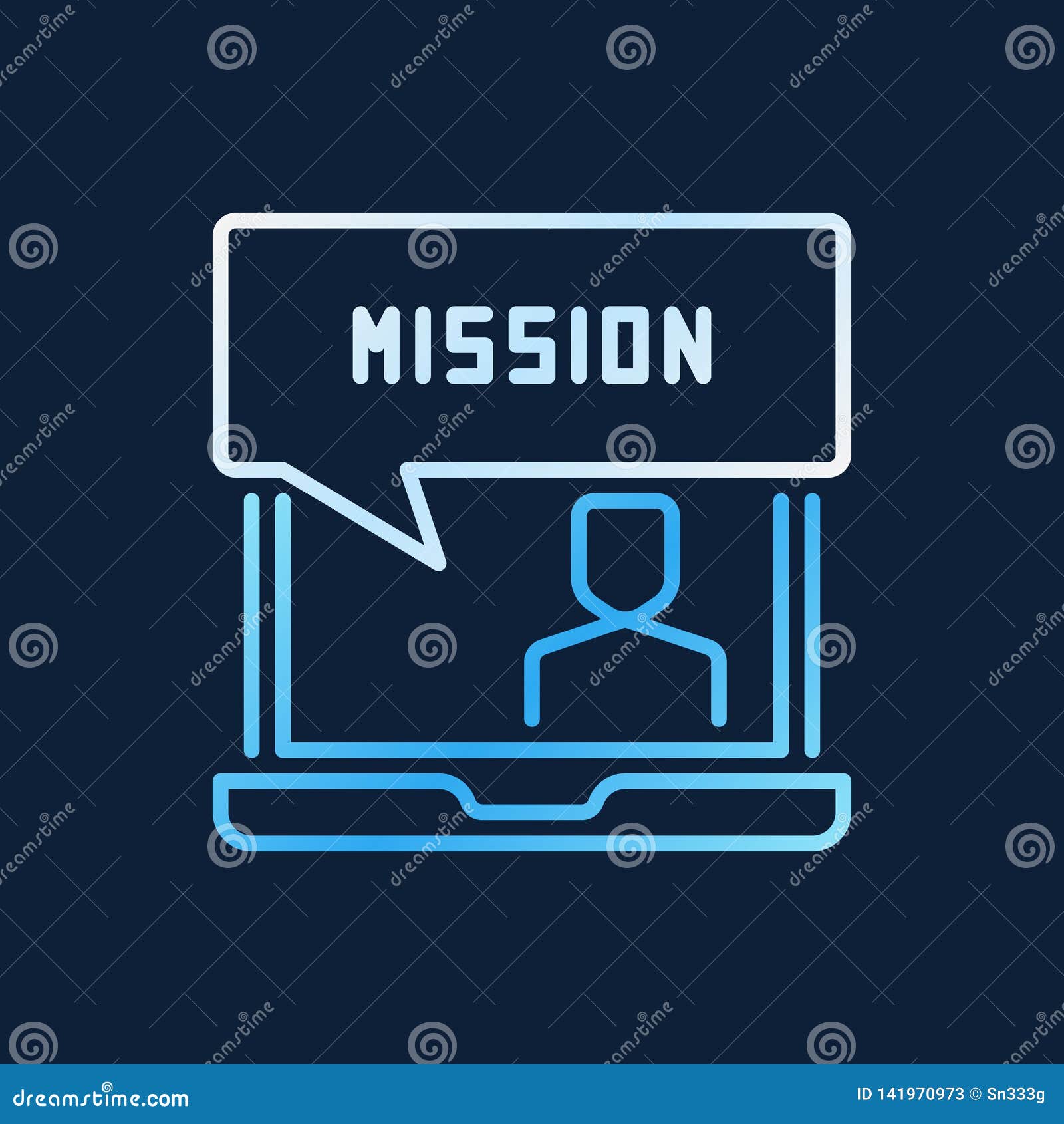 Laptop and Mission Vector Creative Line Icon or Logo Stock Vector ...