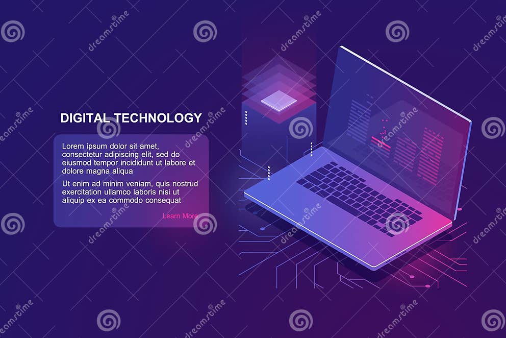 Laptop Mit Programmcode Auf Schirm, Isometrische Ikone Der ...