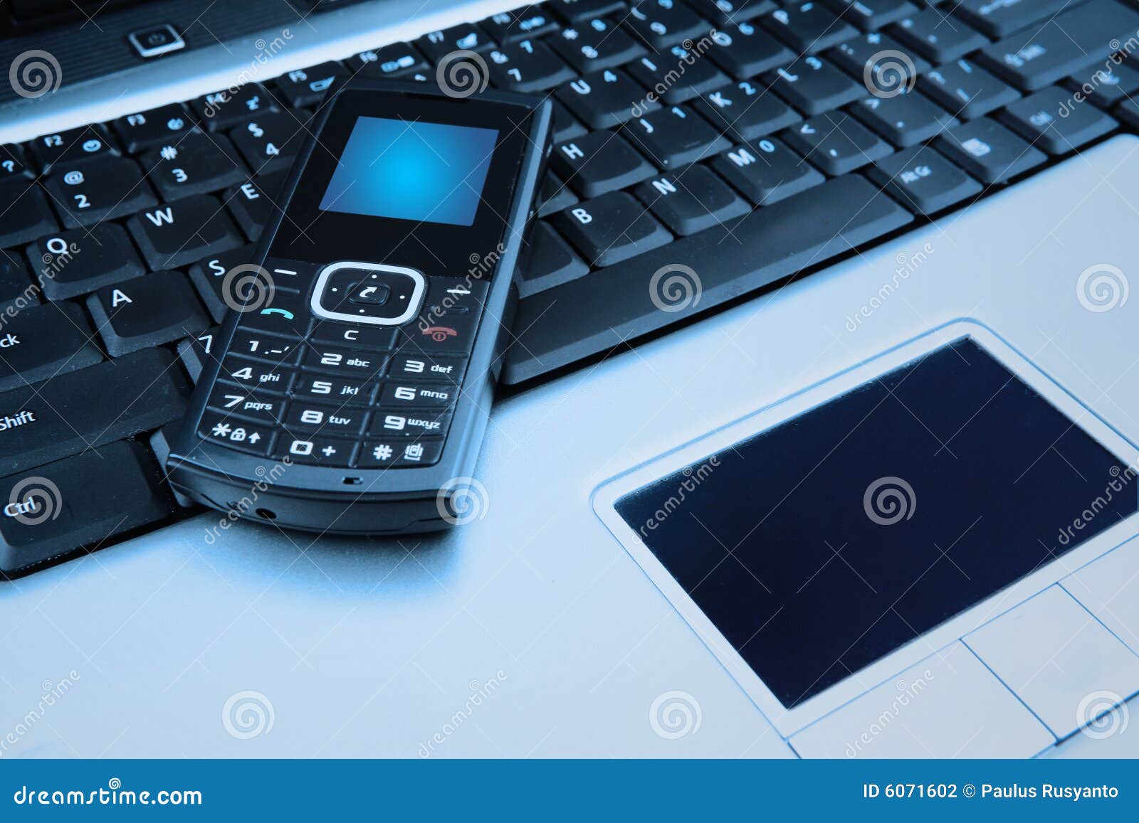 Laptop with Mobile Phone stock photo. Image of computer - 6071602