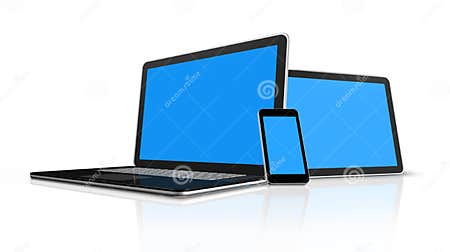 Laptop, Mobile Phone, Digital Tablet Pc Stock Illustration ...