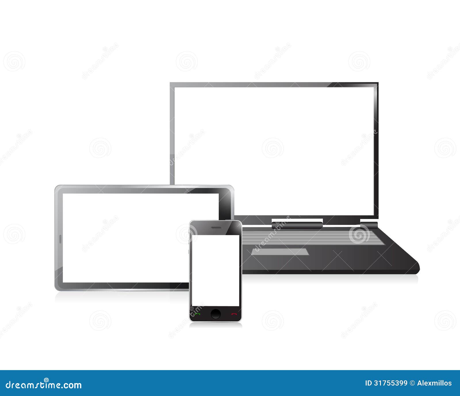 Laptop, Mobile Phone and Digital Tablet Pc Stock Illustration ...