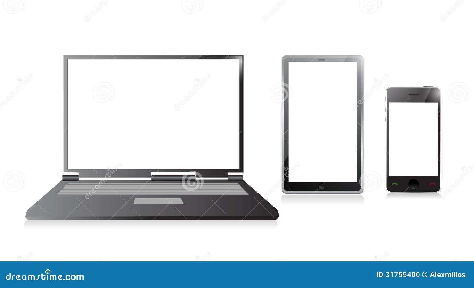 Laptop, Mobile Phone and Digital Tablet Pc Stock Illustration ...