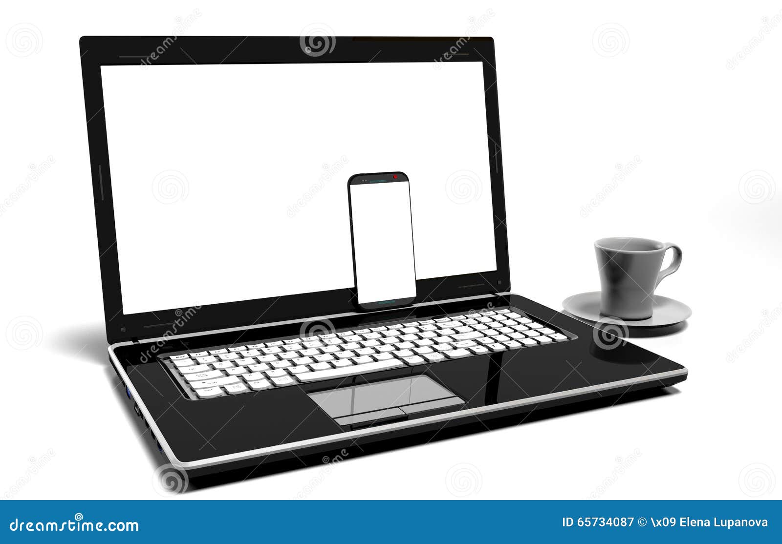 Laptop, Mobile Phone - Isolated on White with Clipping Path Stock ...