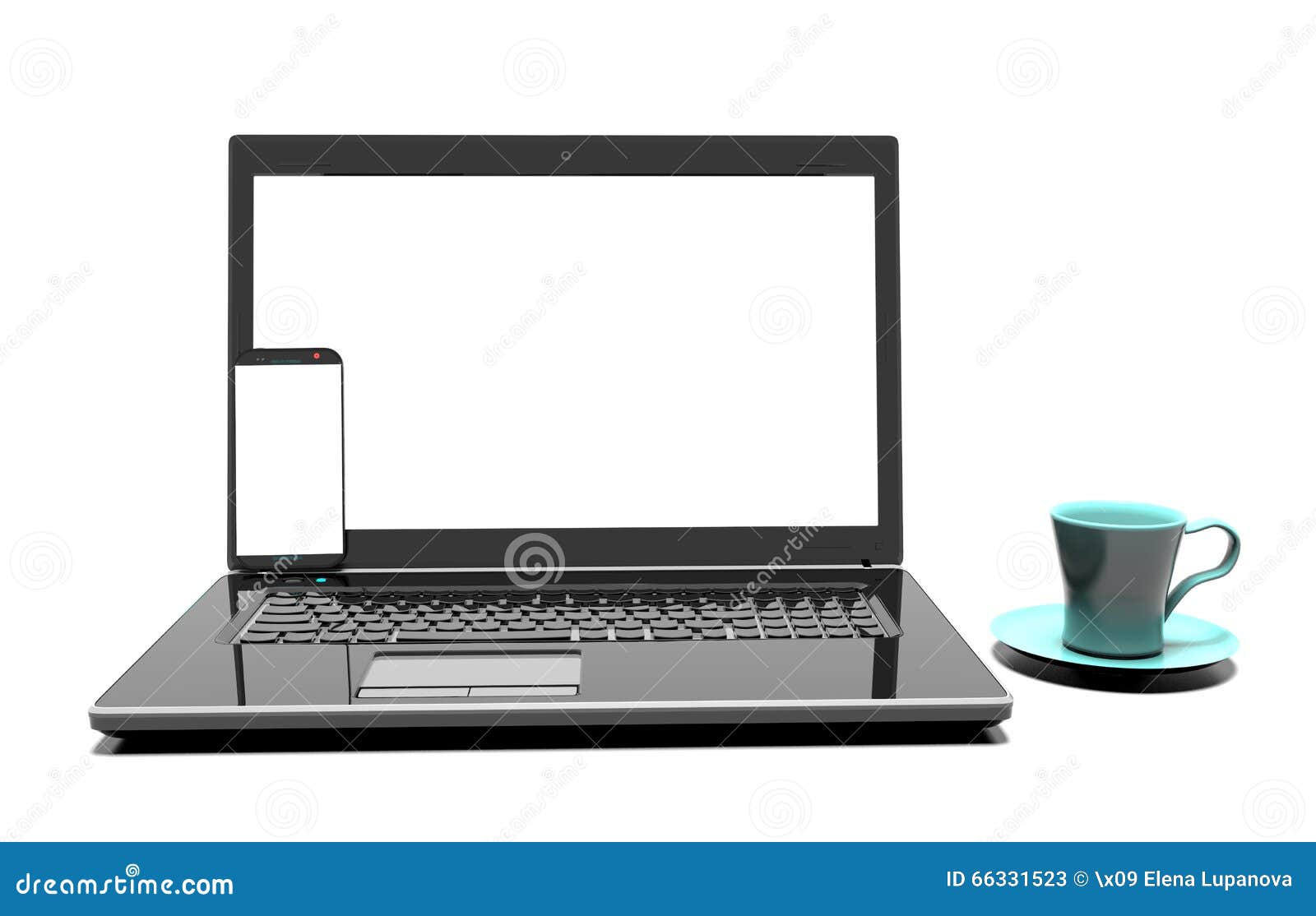 Laptop, Mobile Phone - Isolated on White with Clipping Path Stock ...