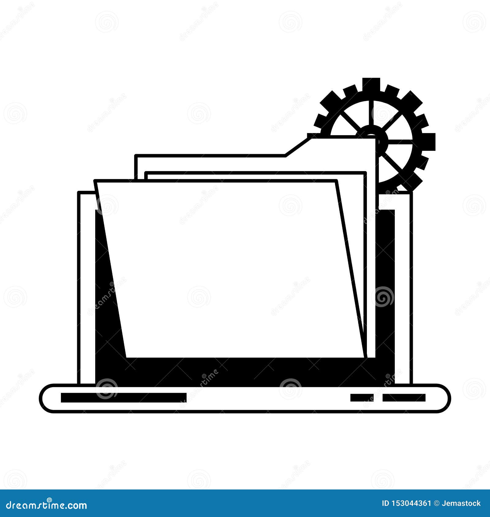 Laptop Mobile Technology Hardware Cartoon in Black and White Stock ...