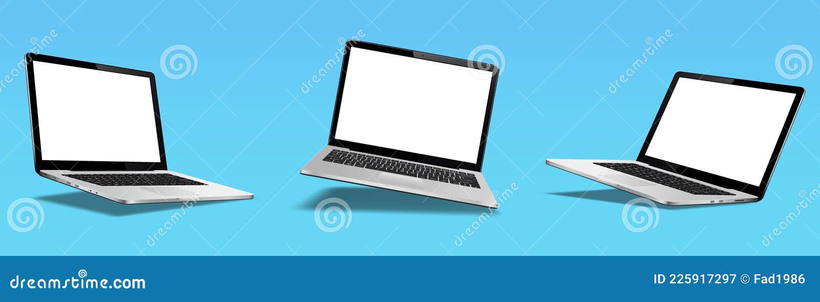 Laptop Mock Up with Blank Screen Isolated. Float or Levitate Laptops ...