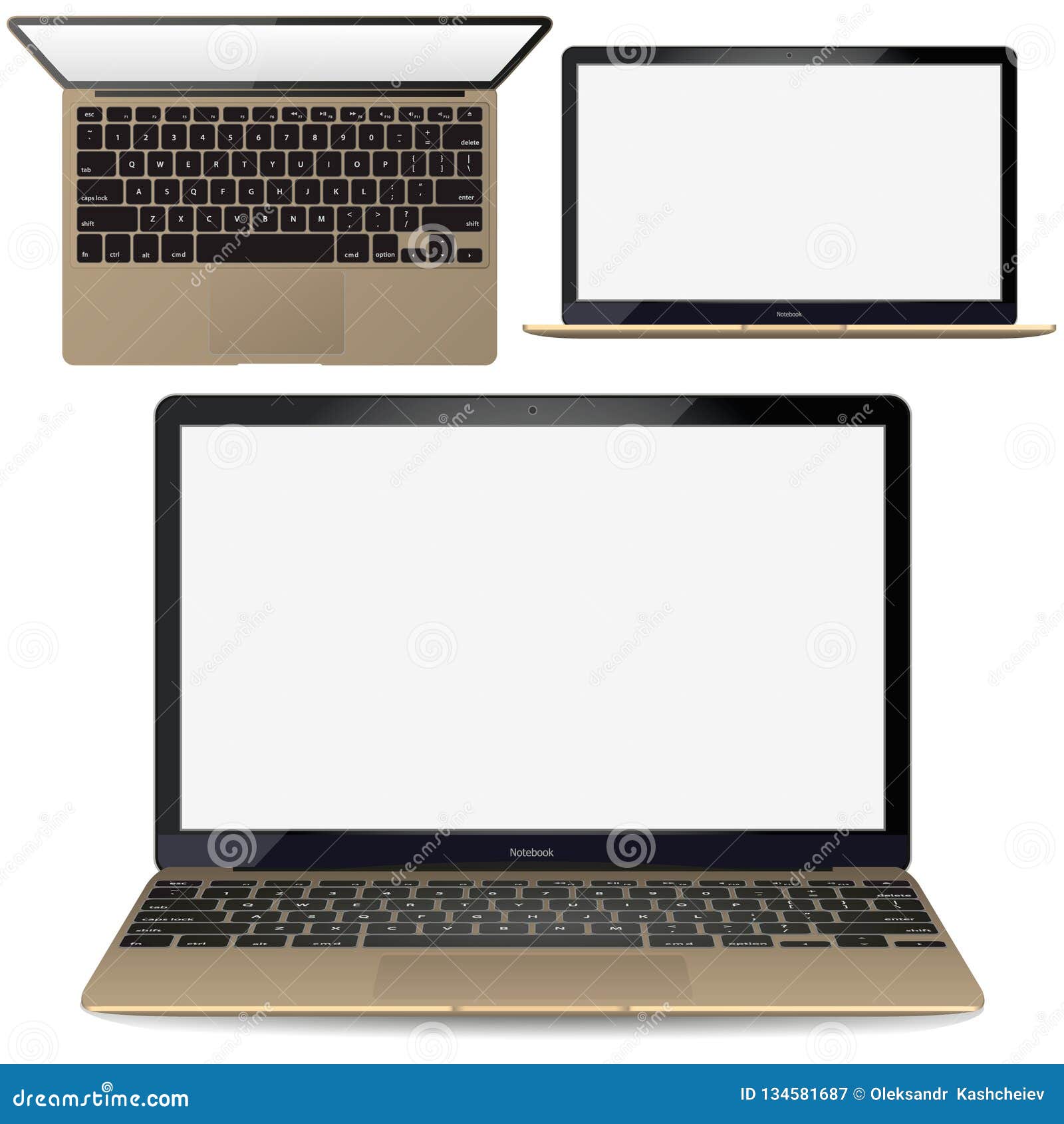 Laptop Mockup with Blank Screen - Front View.Open Laptop with Blank ...