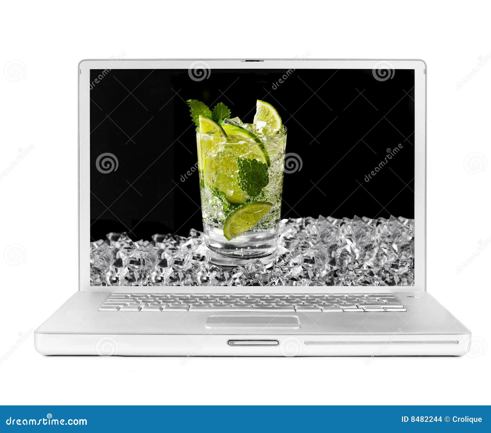 Laptop with Mojito and Ice on the Screen Stock Photo - Image of ...