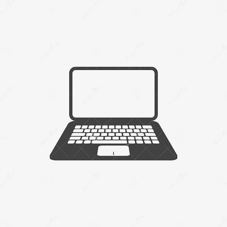 Laptop Monochrome Icon. Front View. Vector Illustration. Stock Vector ...