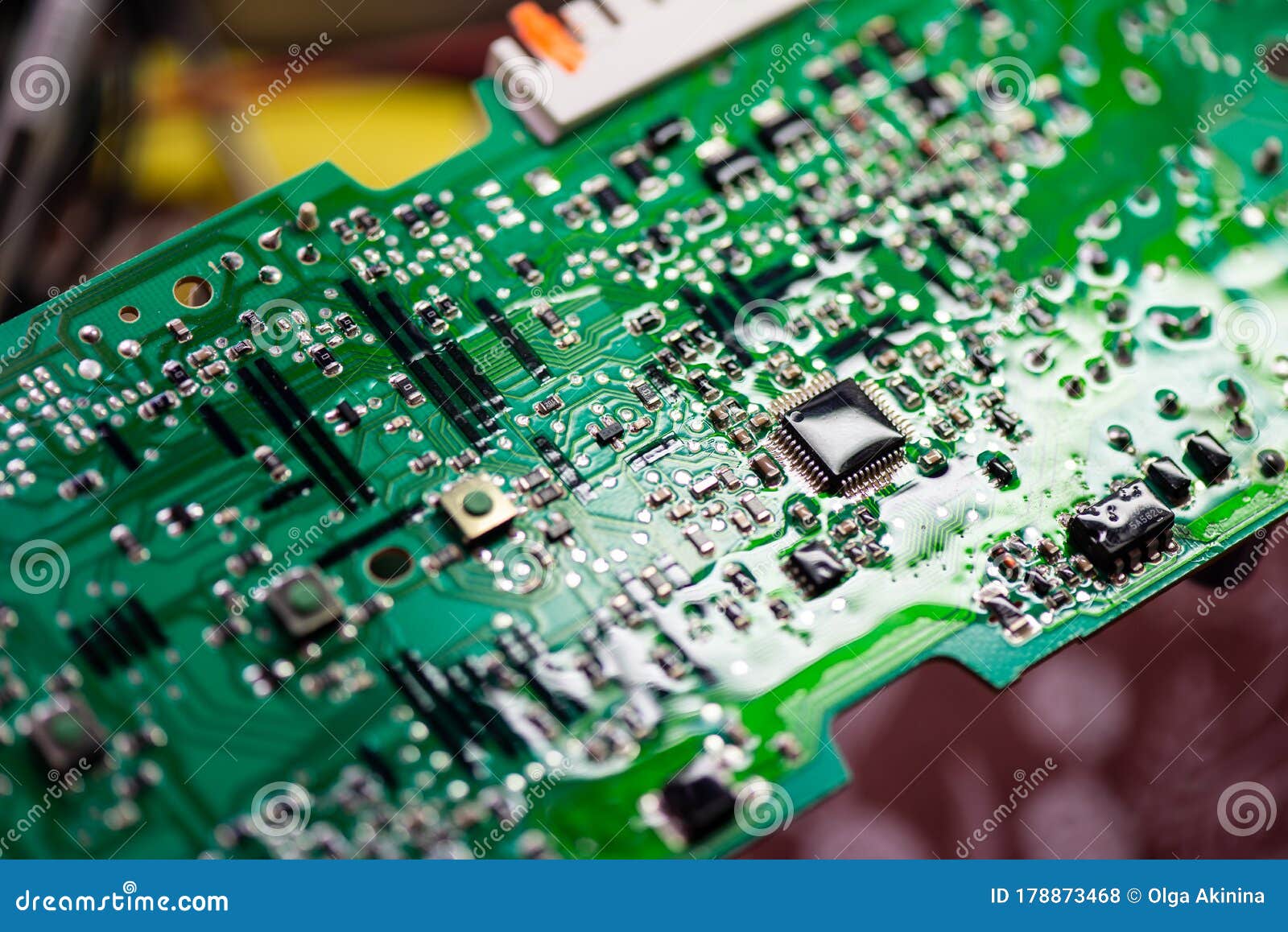 Laptop Motherboard Closeup. Printed Circuit Board with SMD Components ...