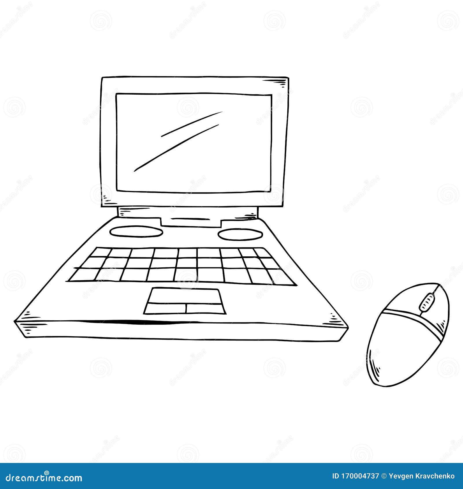 Laptop with a Mouse. Vector Illustration of a Laptop Computer with a ...