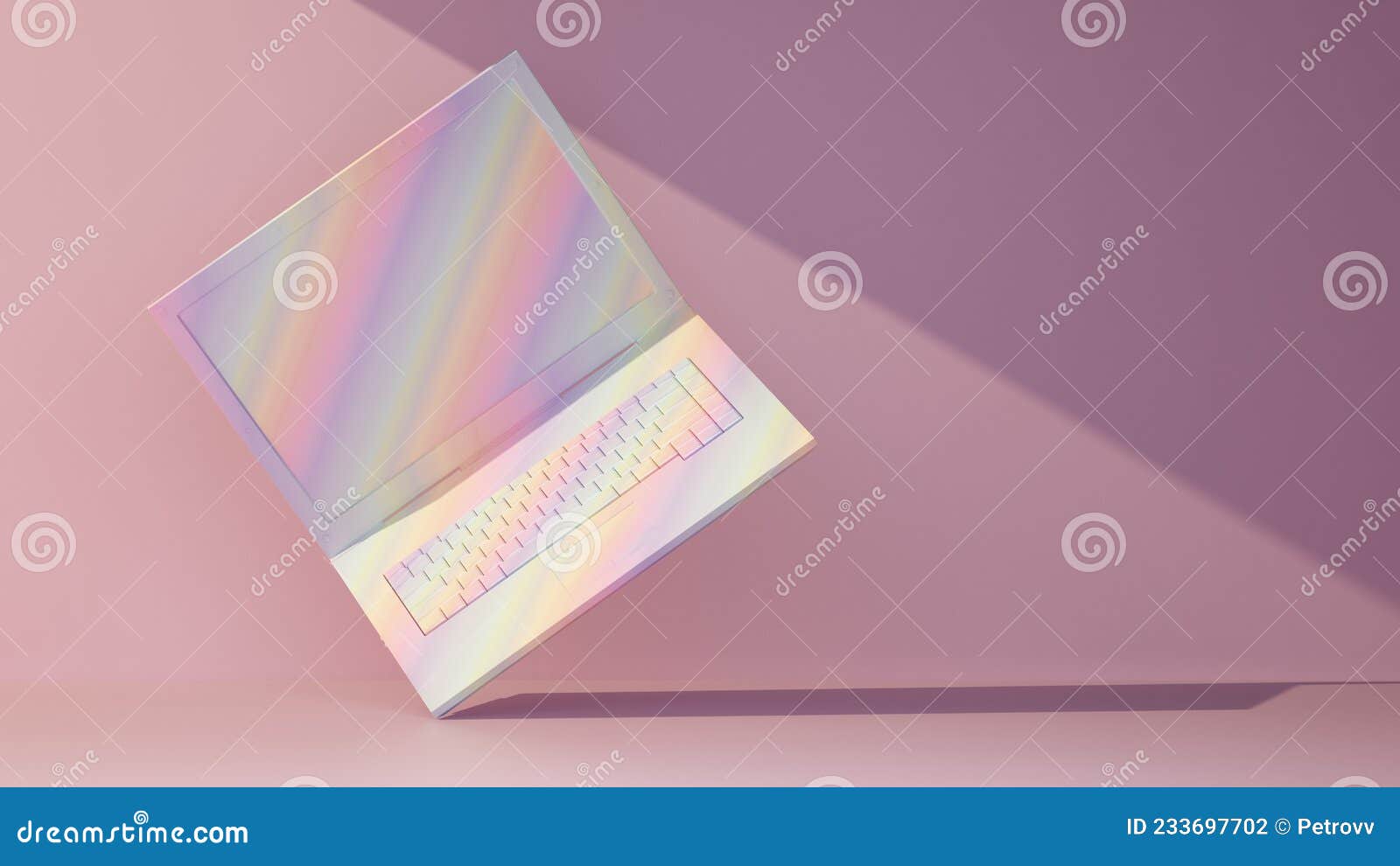 Laptop in Multicolored Pastel Color Stock Illustration - Illustration ...