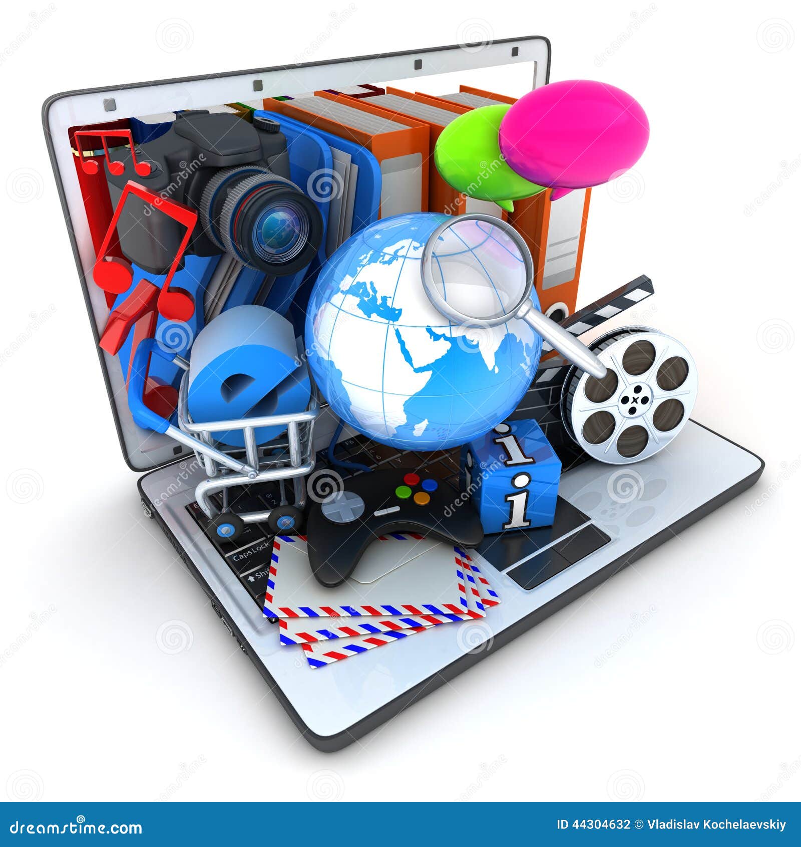 Laptop and multimedia stock illustration. Illustration of mobility ...