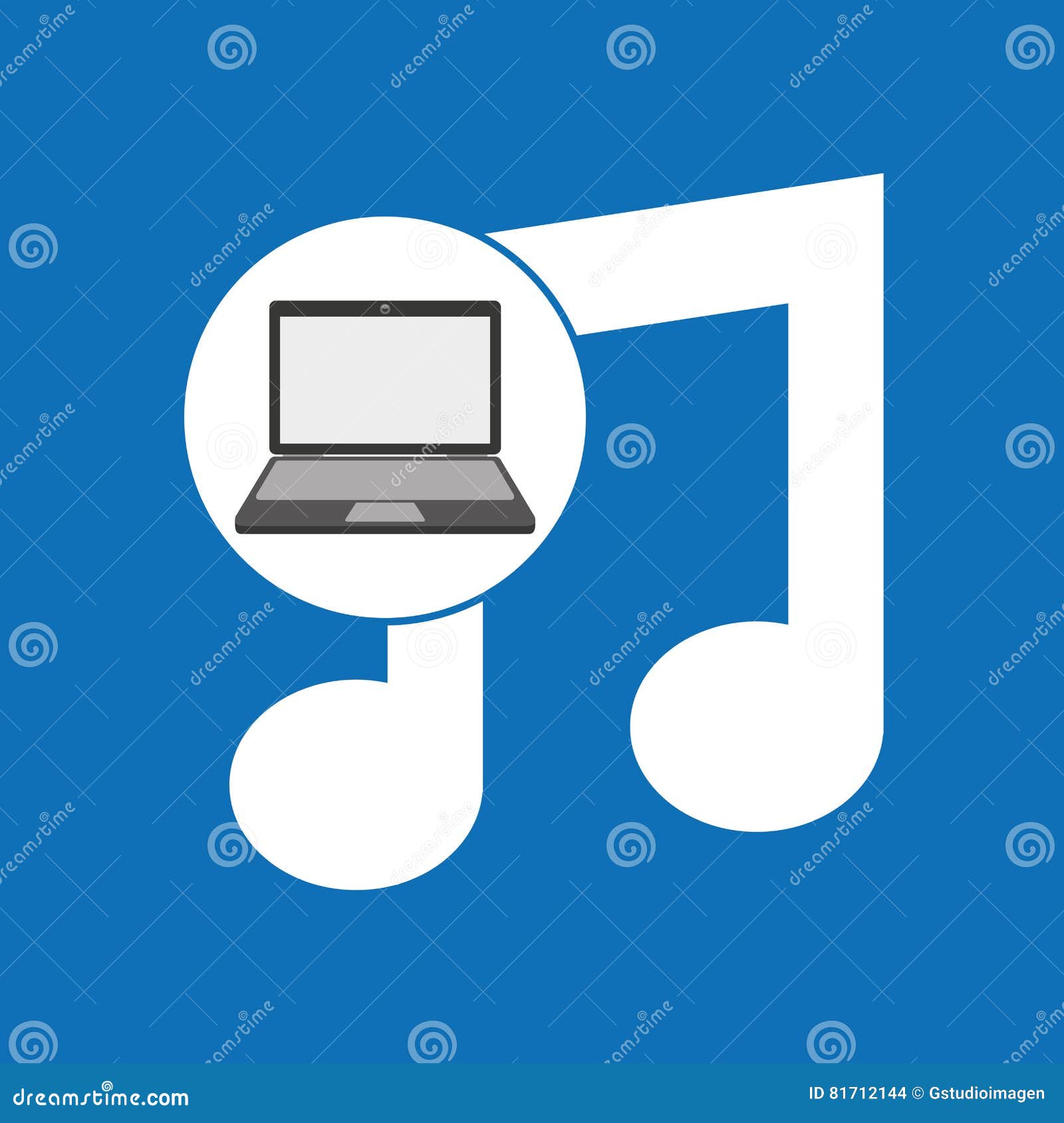 Laptop Music Note Technology Stock Vector - Illustration of network ...