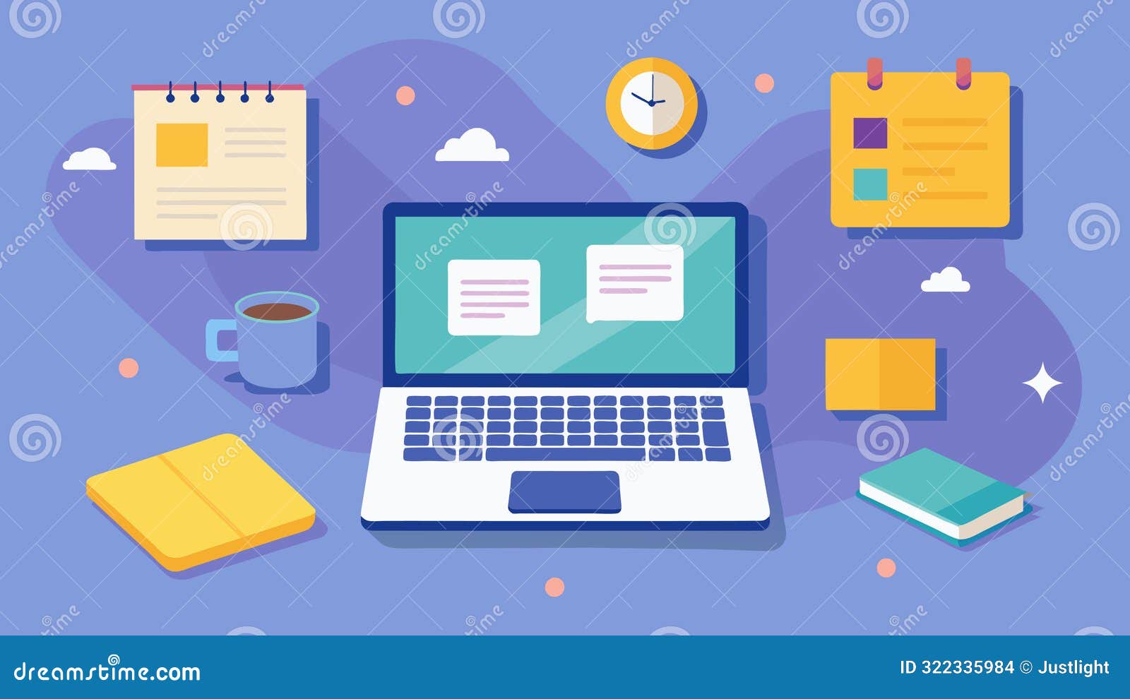 A Laptop Neatly P on a Desk Surrounded by Postit Notes with Reminders ...