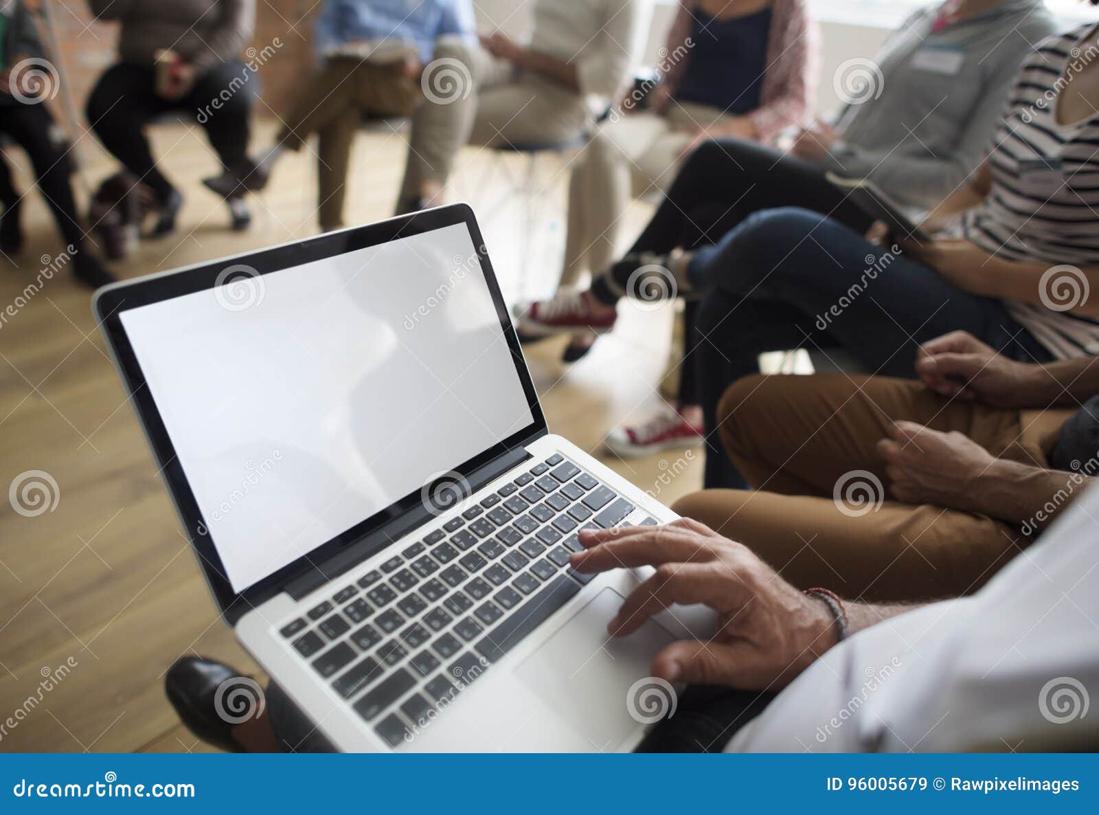 Laptop Networking Seminar Event Concept Stock Image - Image of circle ...