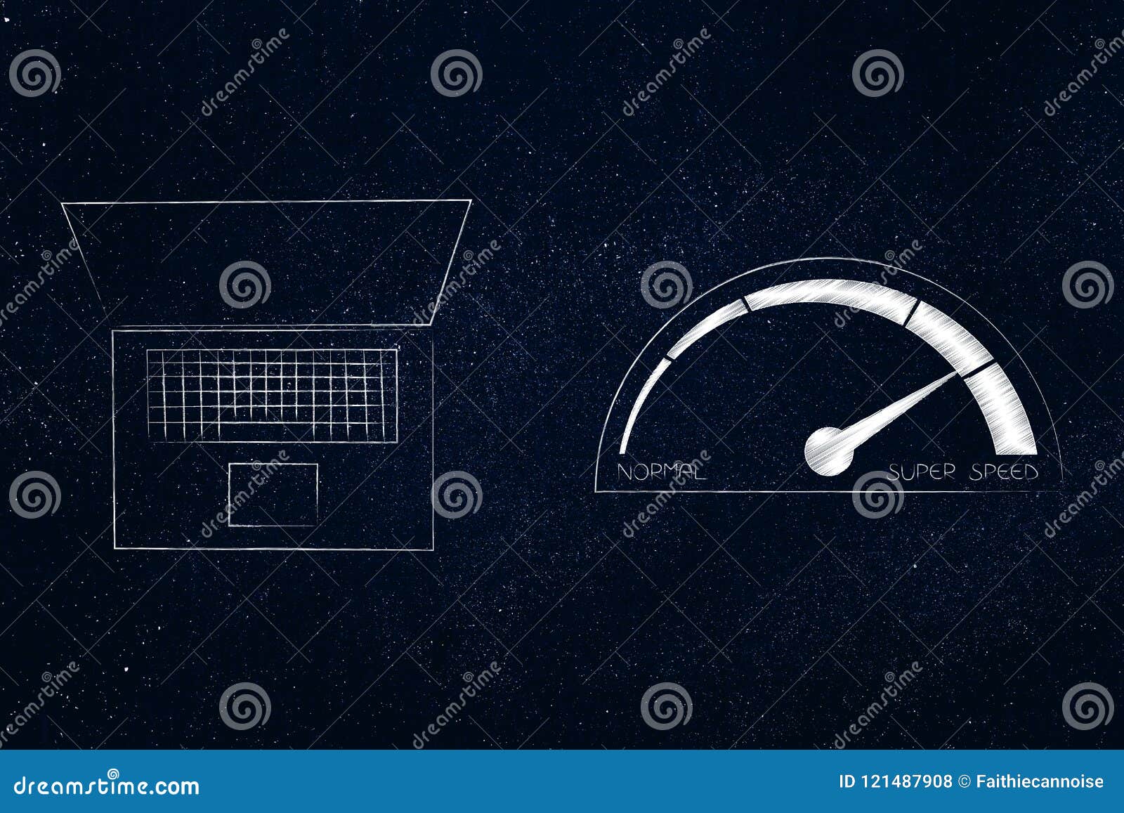 Laptop Next To Speedometer Going from Normal To Super Speed Stock ...