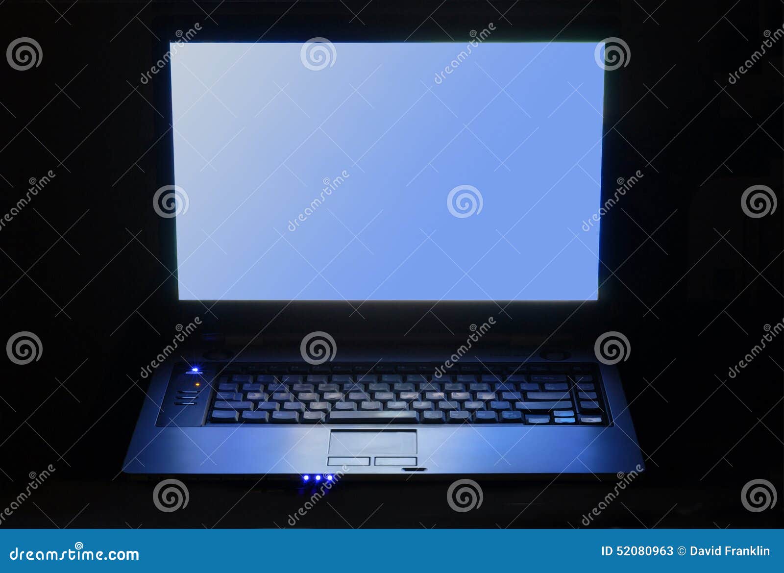 Laptop Computer at Night, Wide Open Graduated Screen Stock Image ...