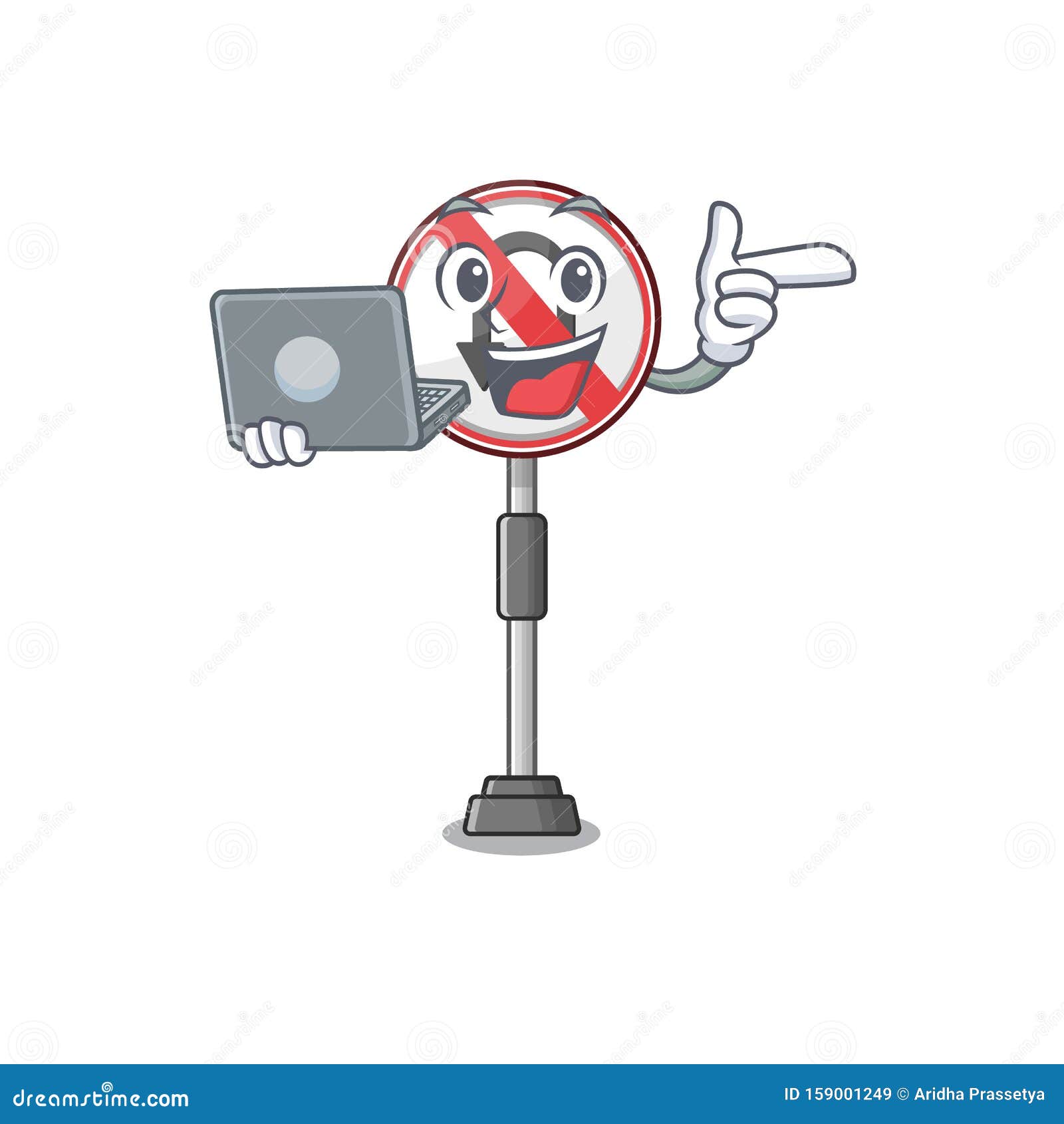 With Laptop No U Turn with a Cartoon Stock Vector - Illustration of ...