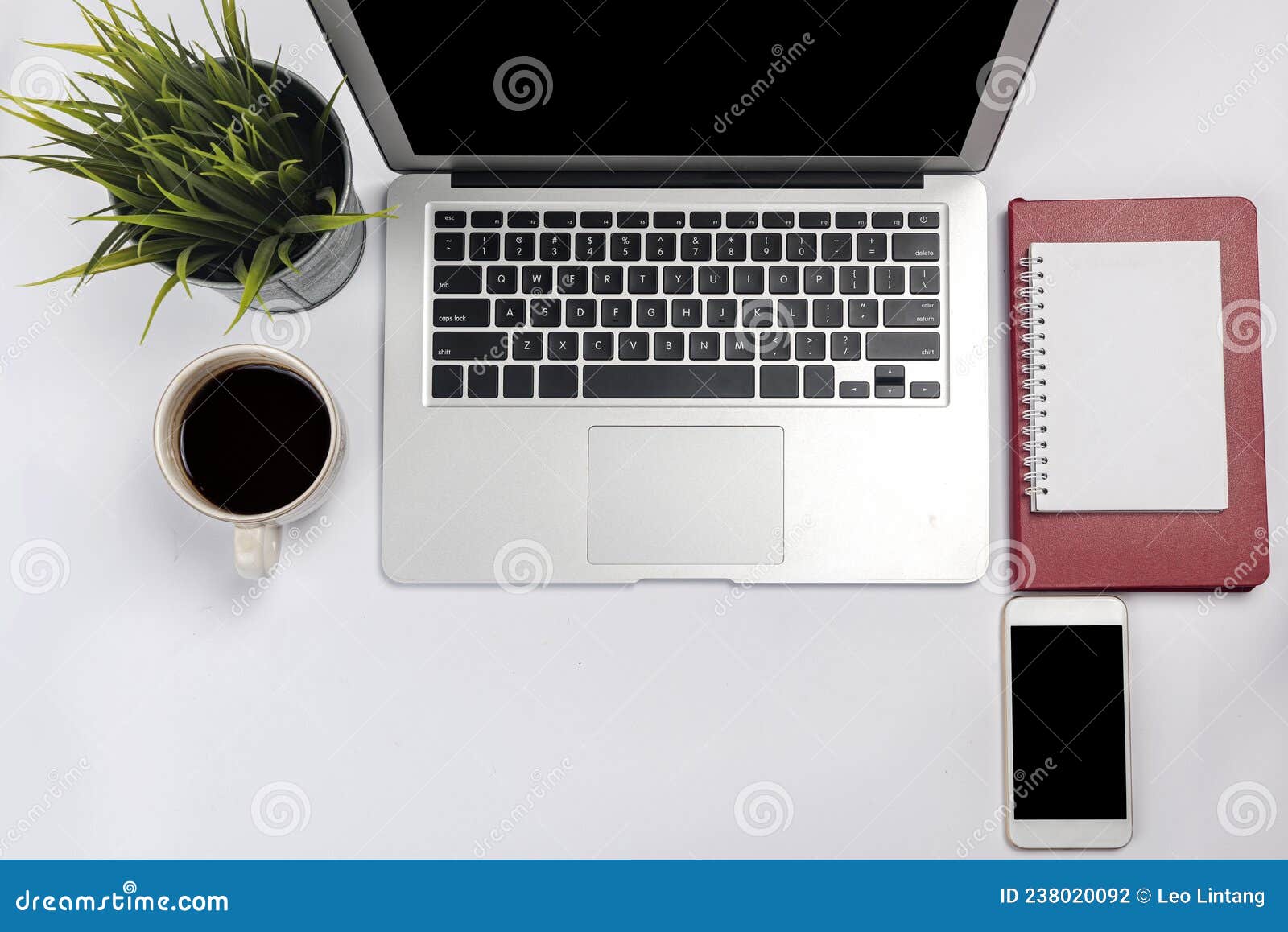 Laptop and Note Book with a Mobile Phone Stock Photo - Image of journal ...