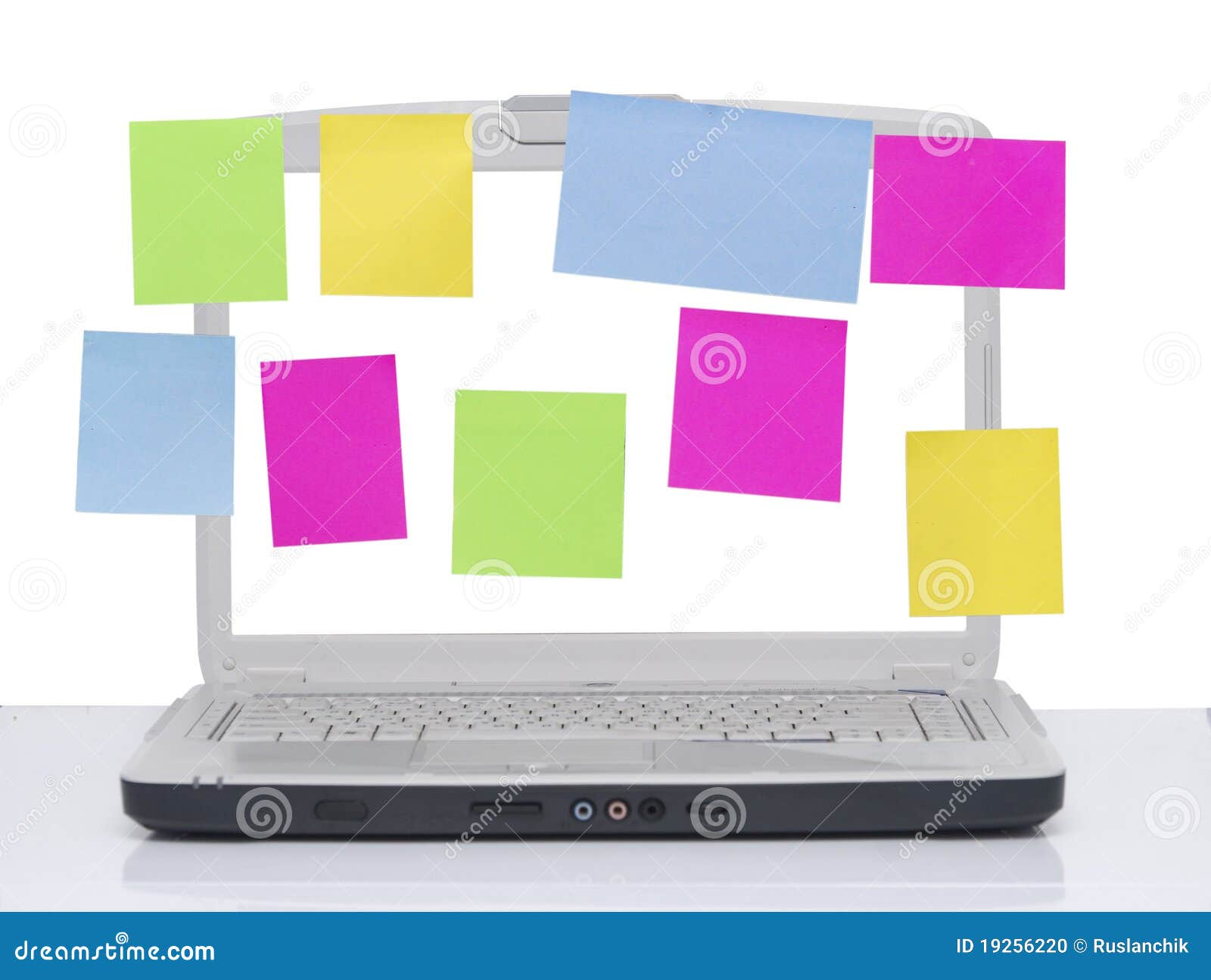 Laptop with note papers stock photo. Image of full, appointment - 19256220