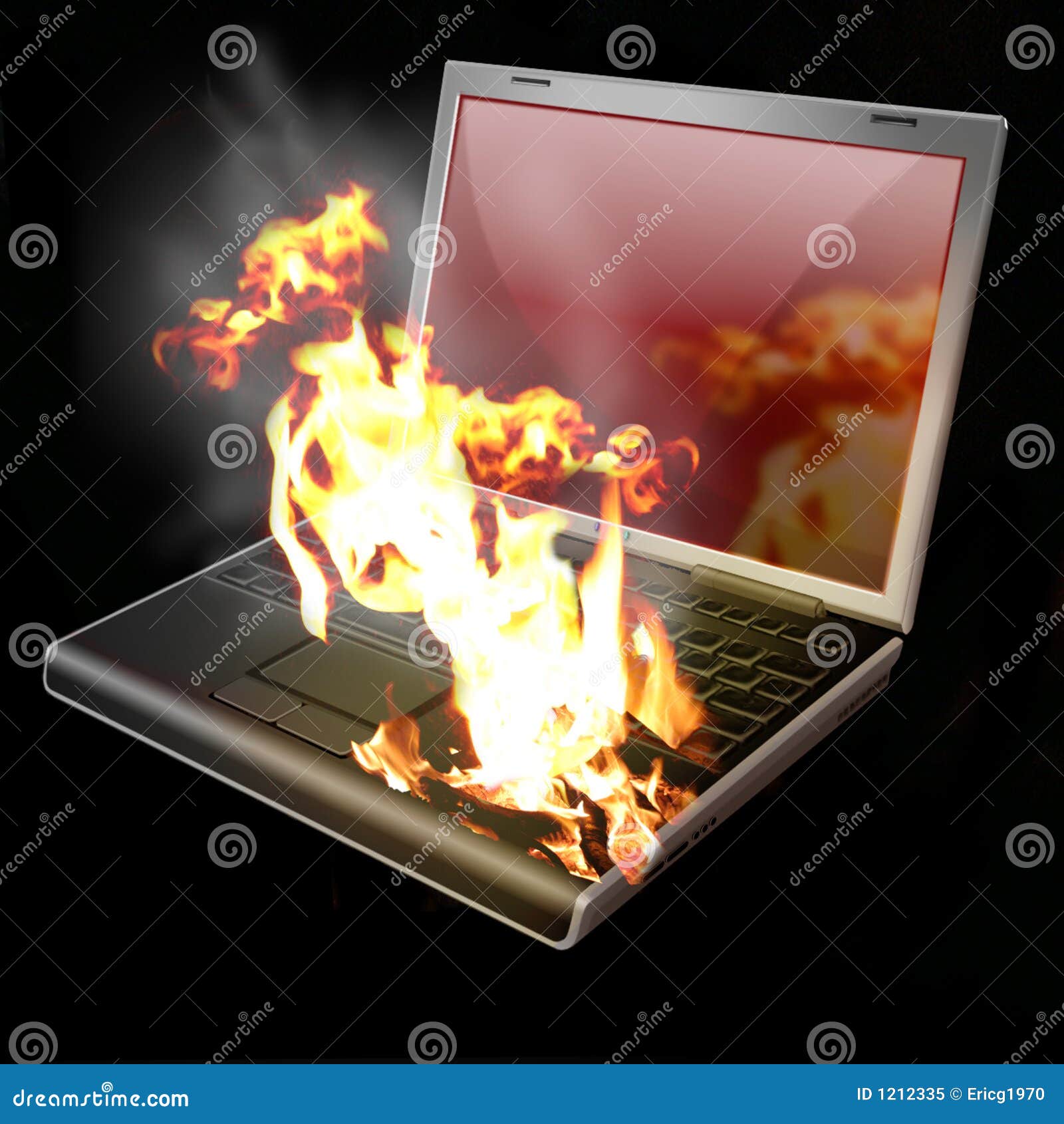 Laptop, Notebook, burning stock illustration. Illustration of battery ...