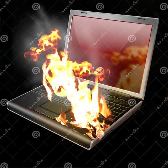 Laptop, Notebook, burning stock illustration. Illustration of battery ...