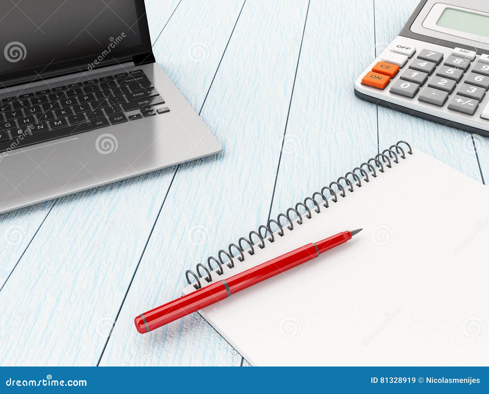 Laptop, Notebook and Calculator. Stock Illustration - Illustration of ...