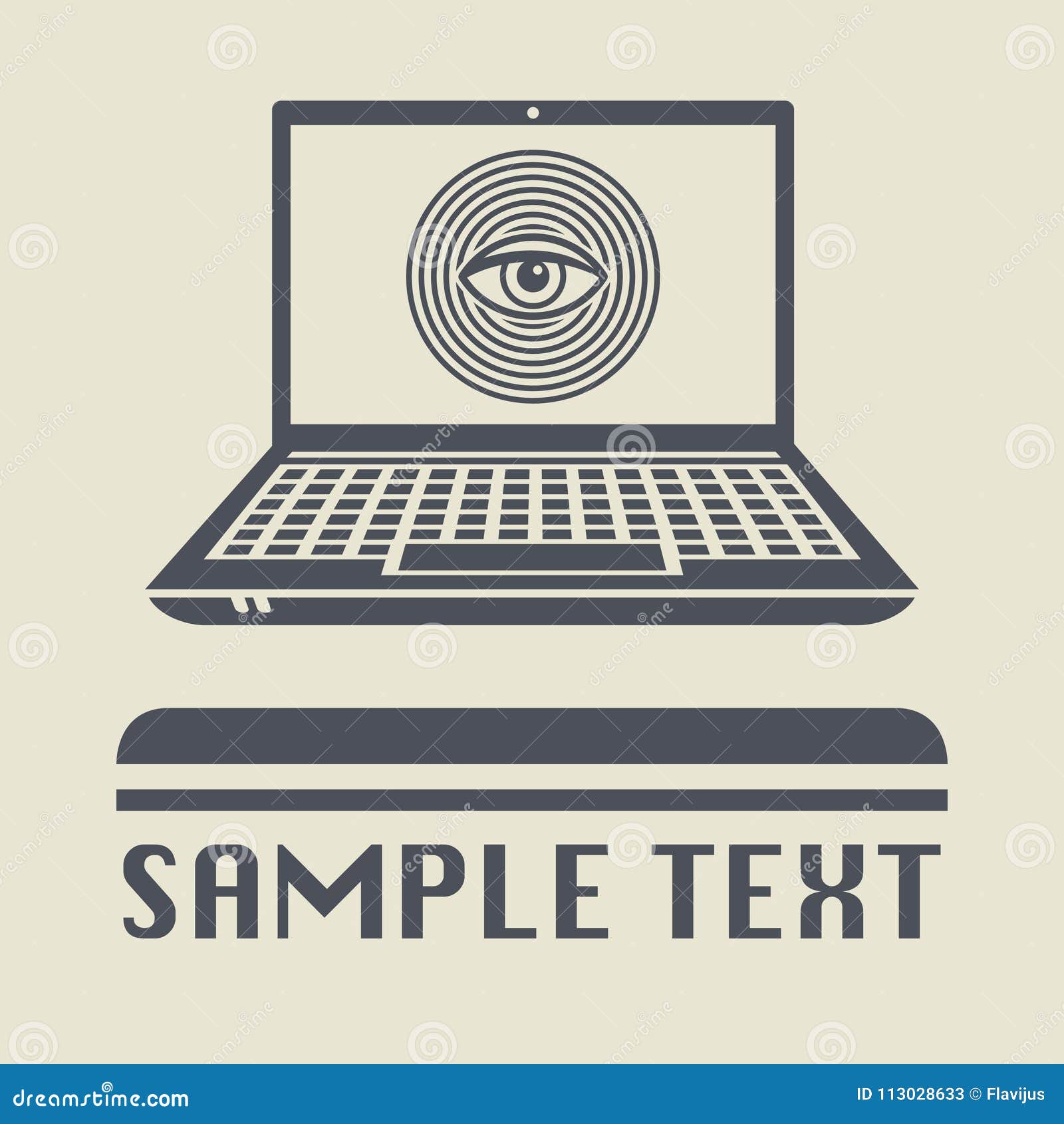 Laptop or Notebook Computer with Eye Icon or Sign Stock Vector ...