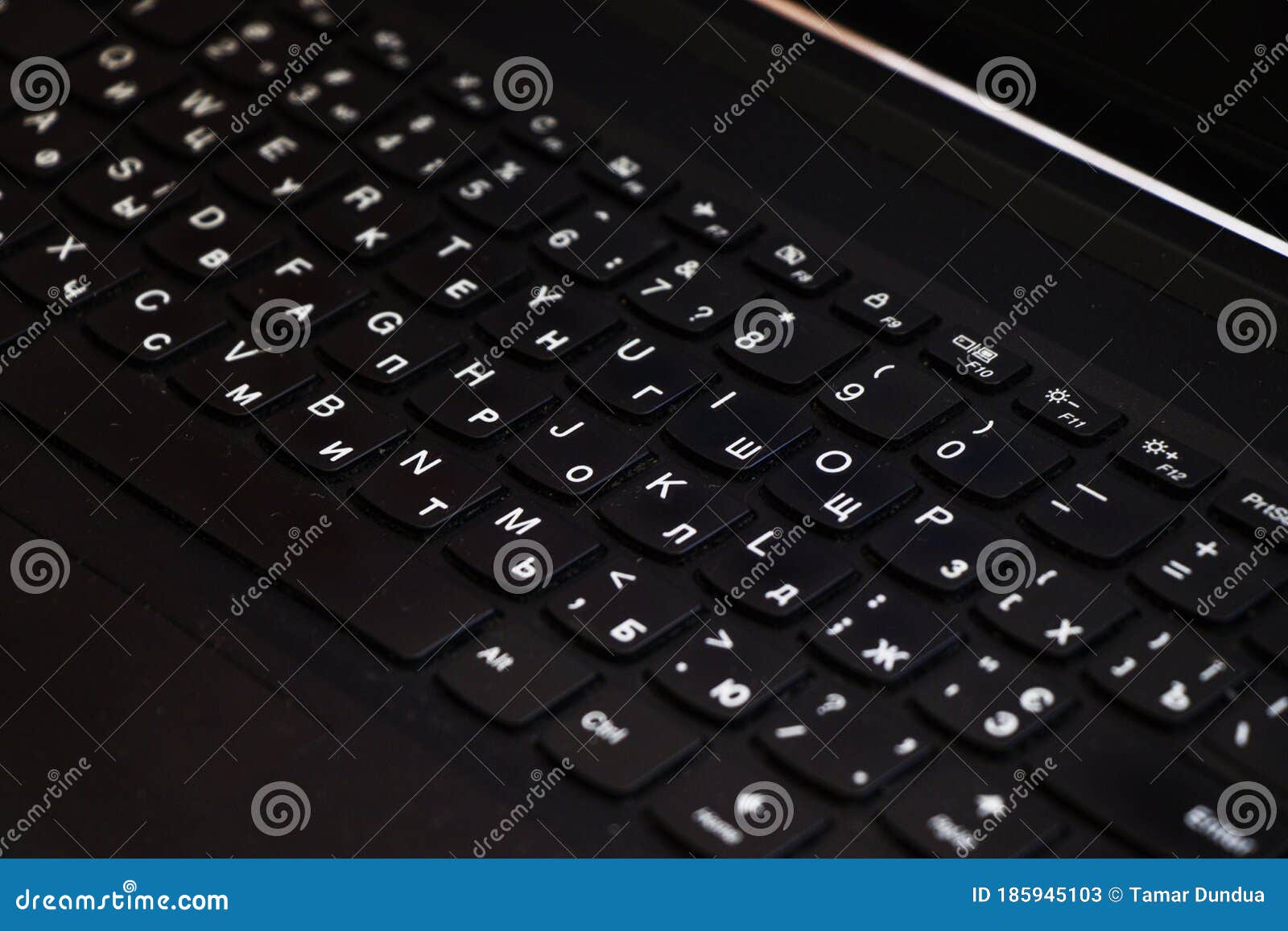 Laptop and Notebook Computer Keyboard Close Up, Texts, Keys and Black ...