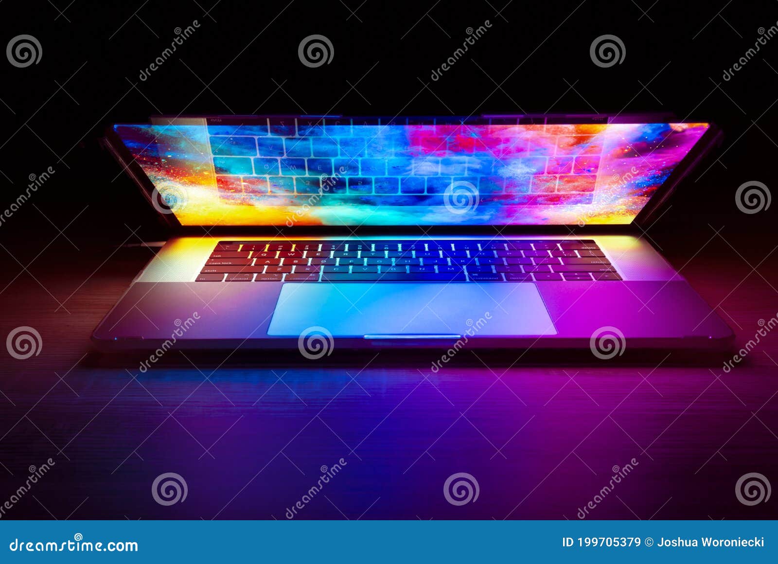 Laptop Notebook with Creative Explosion Color Burst Technology Concept ...