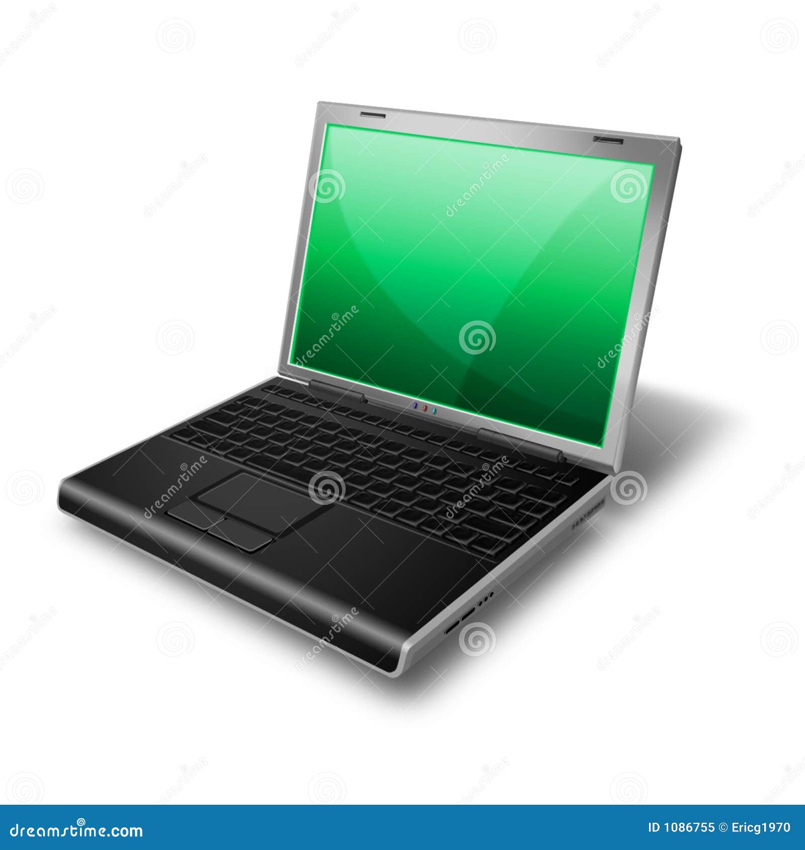 Laptop, Notebook green stock illustration. Illustration of keys - 1086755