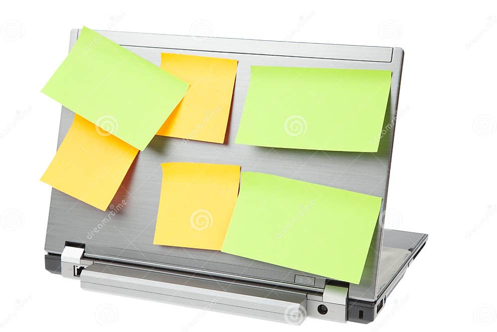 Laptop Notebook Isolated with Postits on it Stock Photo - Image of ...
