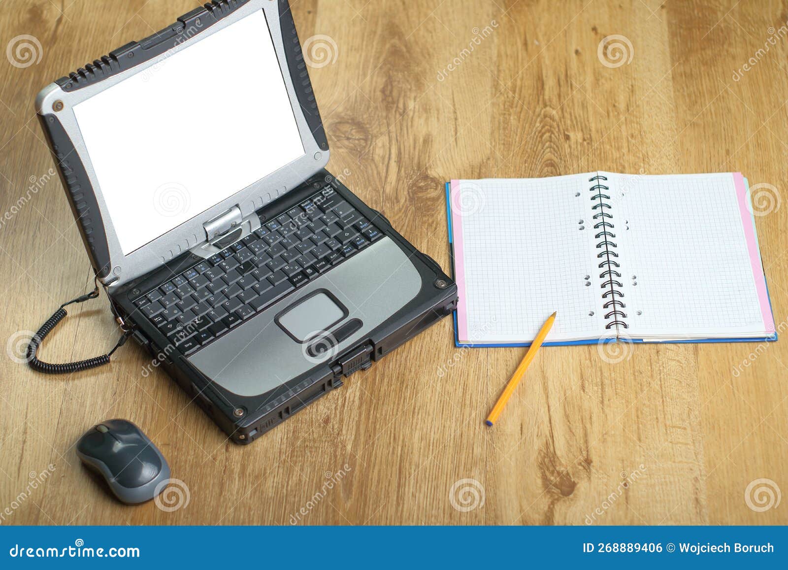 Laptop with Notebook and Pen on Panels Stock Photo - Image of laptop ...