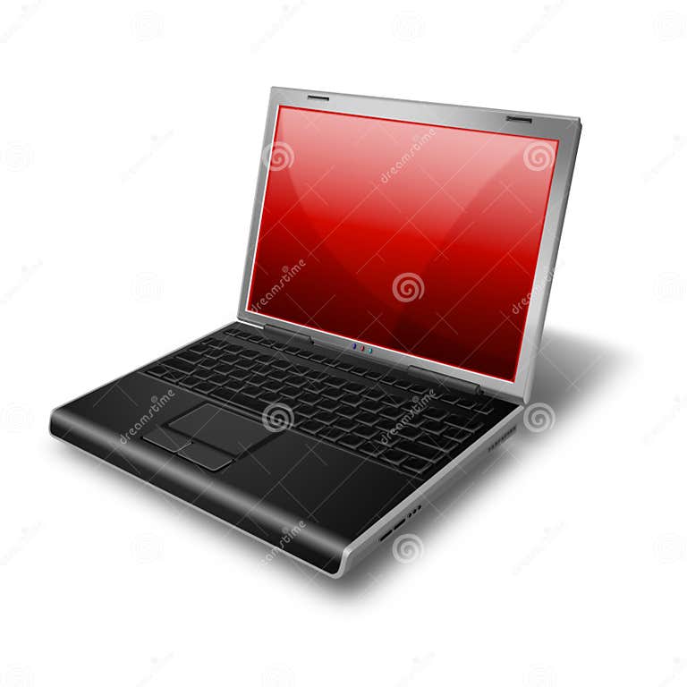 Laptop, Notebook red stock illustration. Illustration of portable - 1086756