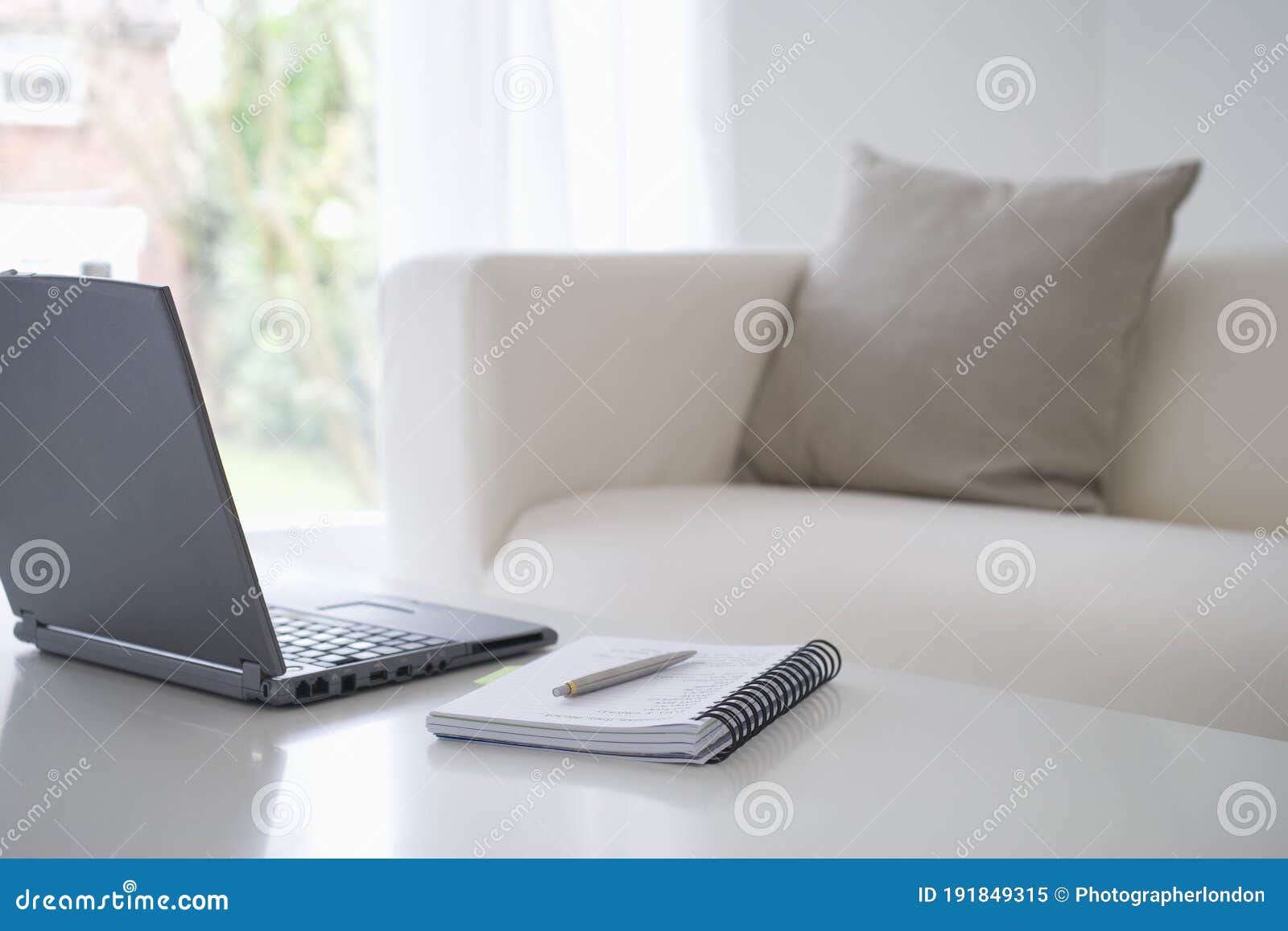 Laptop and Notebook on Table Stock Image - Image of booklet, blank ...