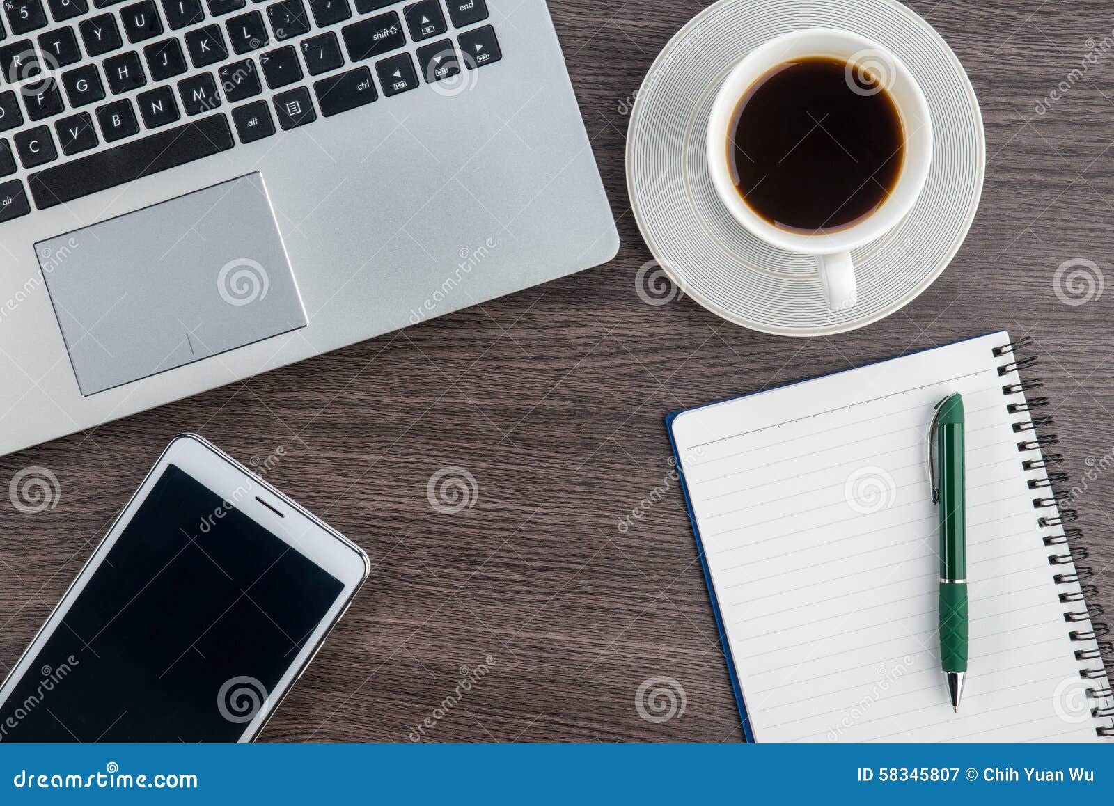 Laptop, Notebook Tablet and Coffee Cup on Work Desk Stock Image - Image ...