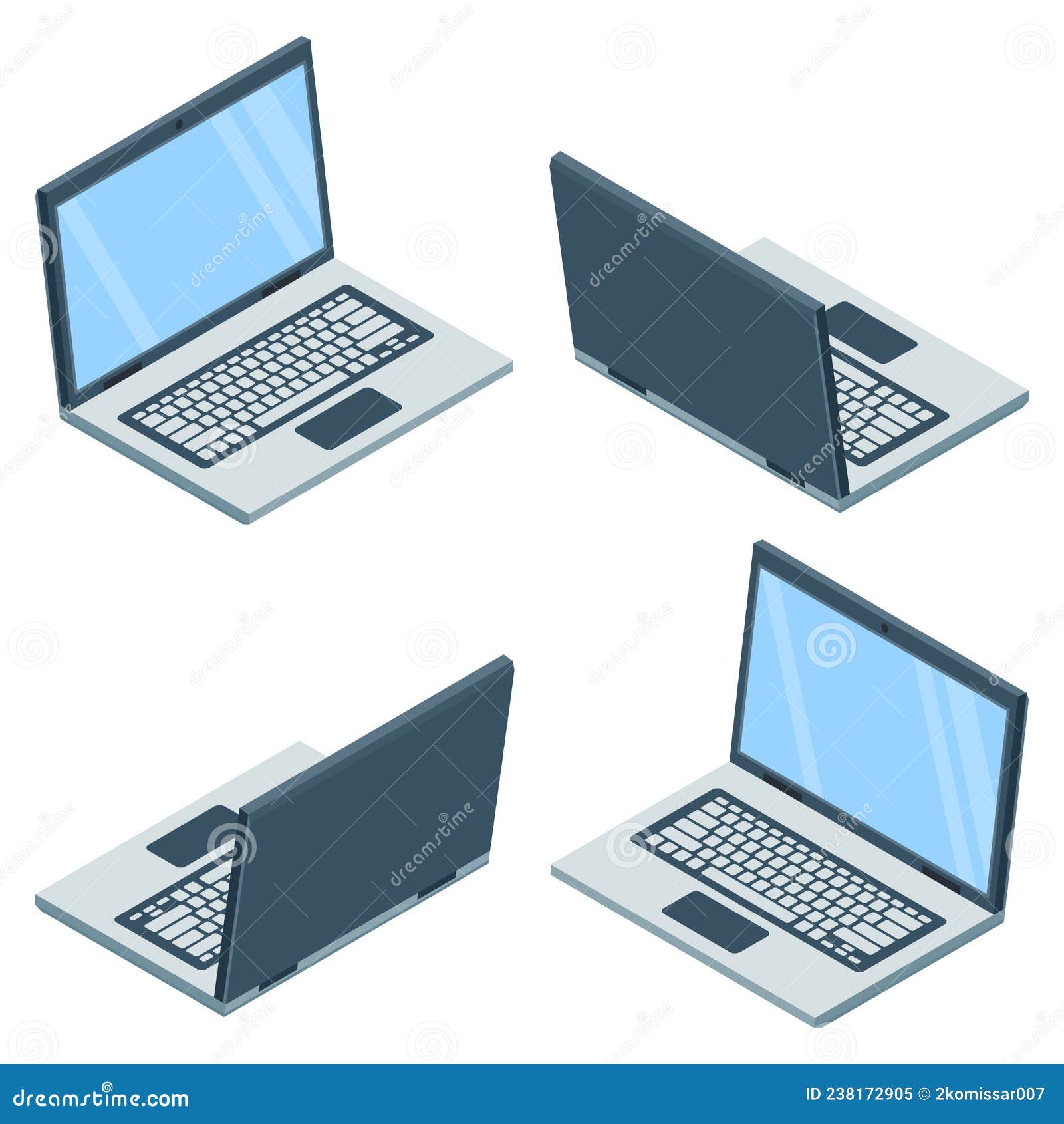 Laptop Notebook Turnaround, Rotation at Different Angles Stock Vector ...