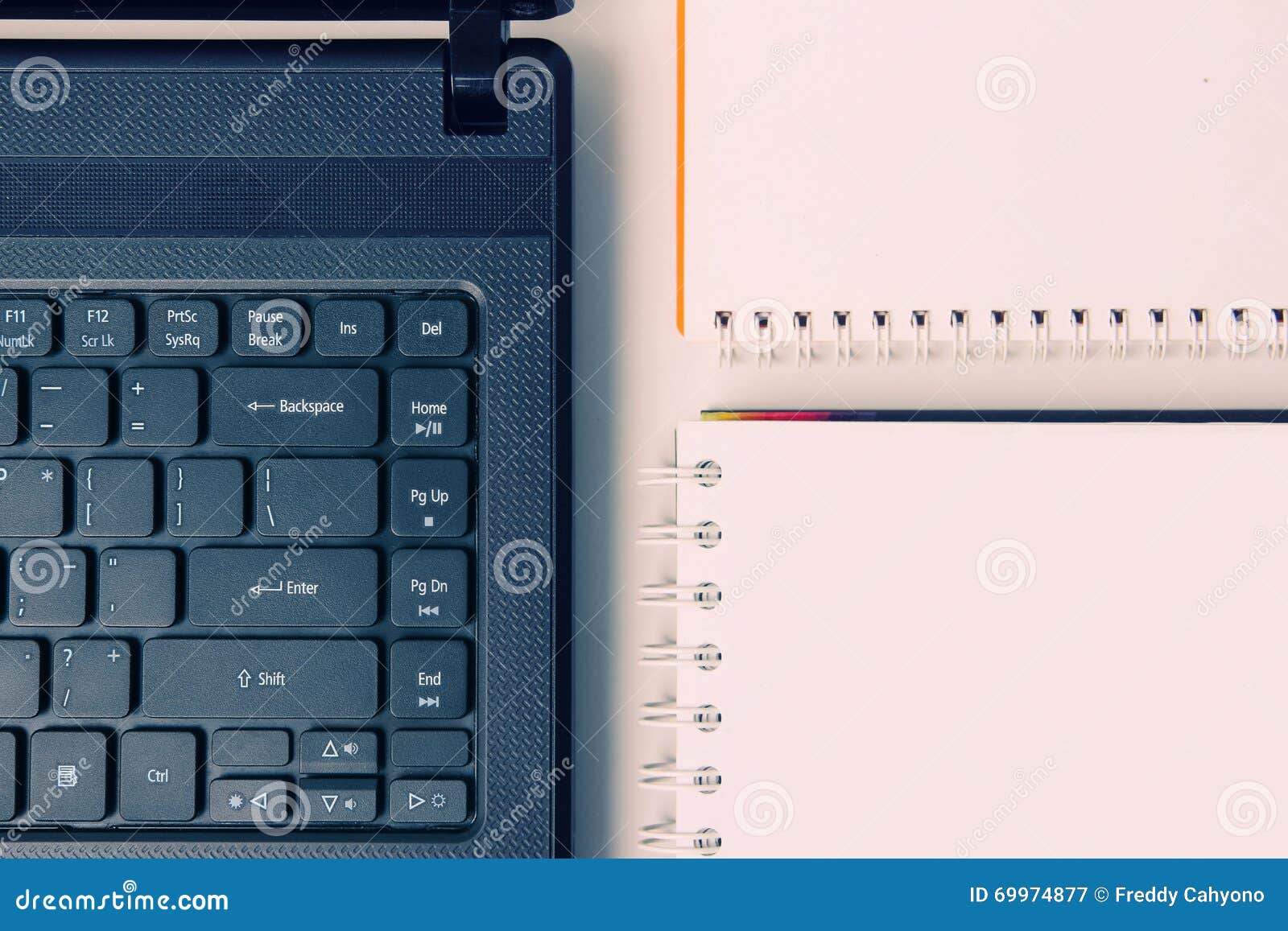 Laptop and Notebooks Flat Lay on a Desk Stock Image - Image of business ...
