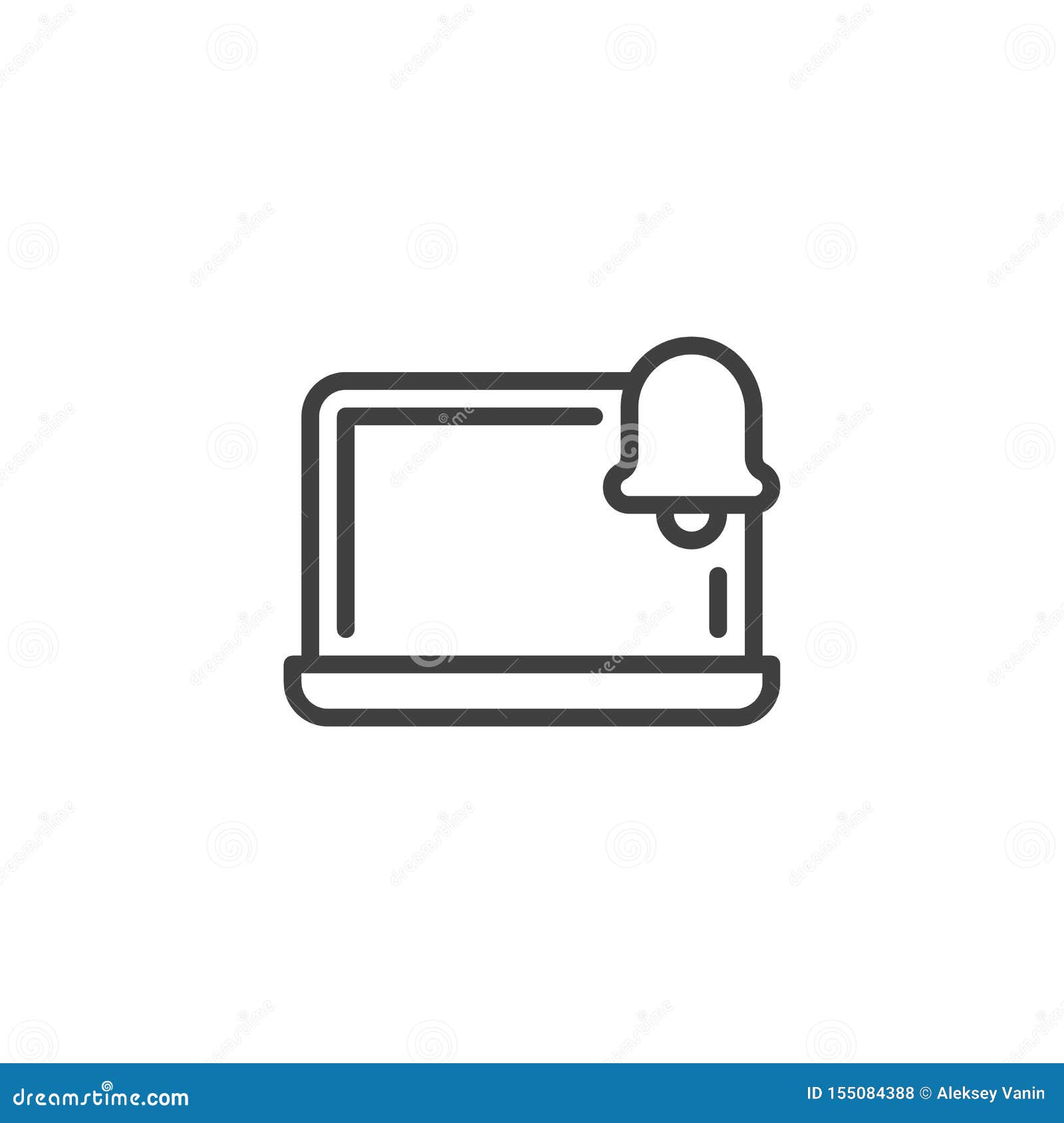 Laptop Notification Bell Line Icon Stock Vector - Illustration of ...