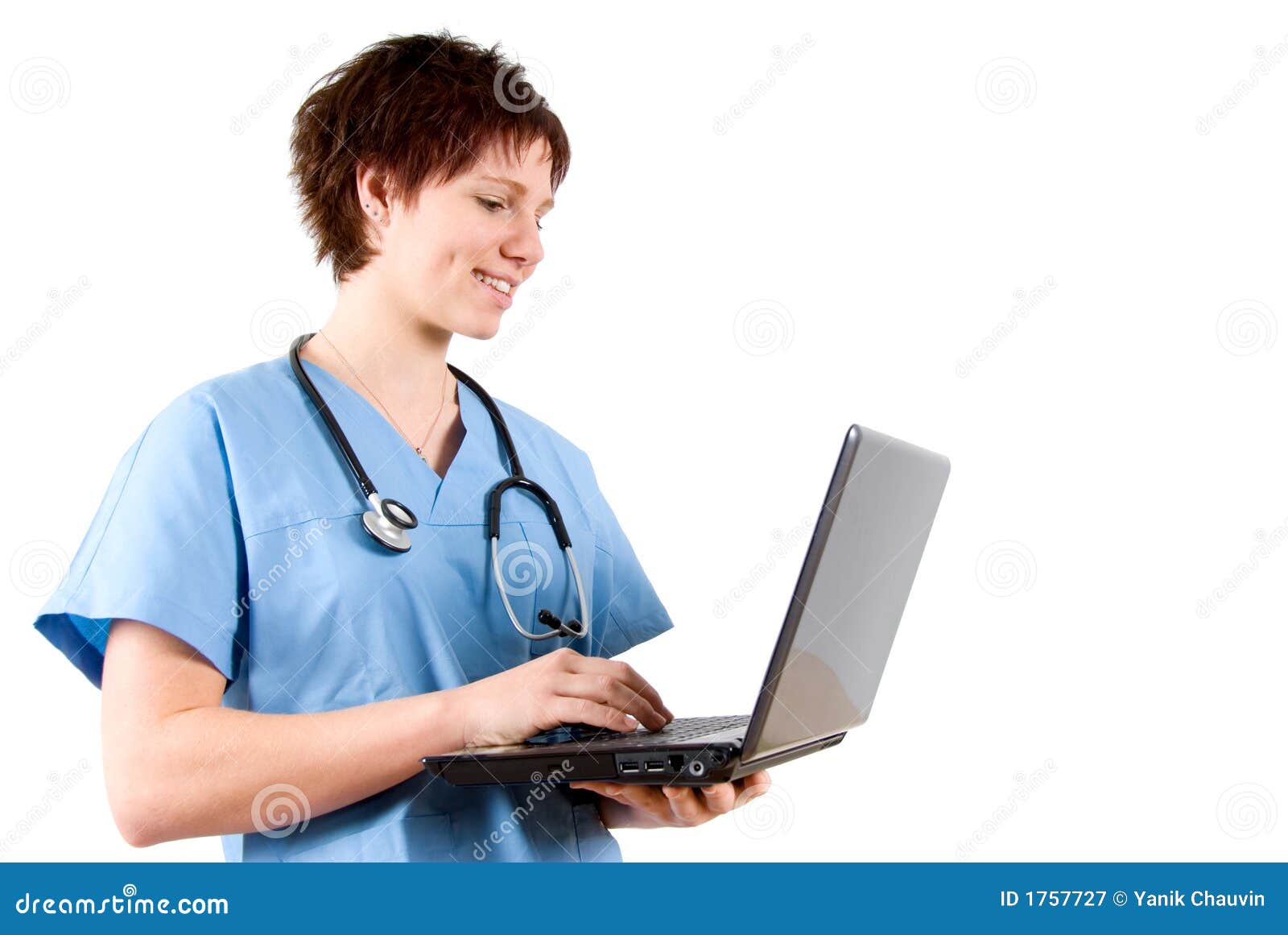 Laptop Nurse stock image. Image of care, data, computer - 1757727