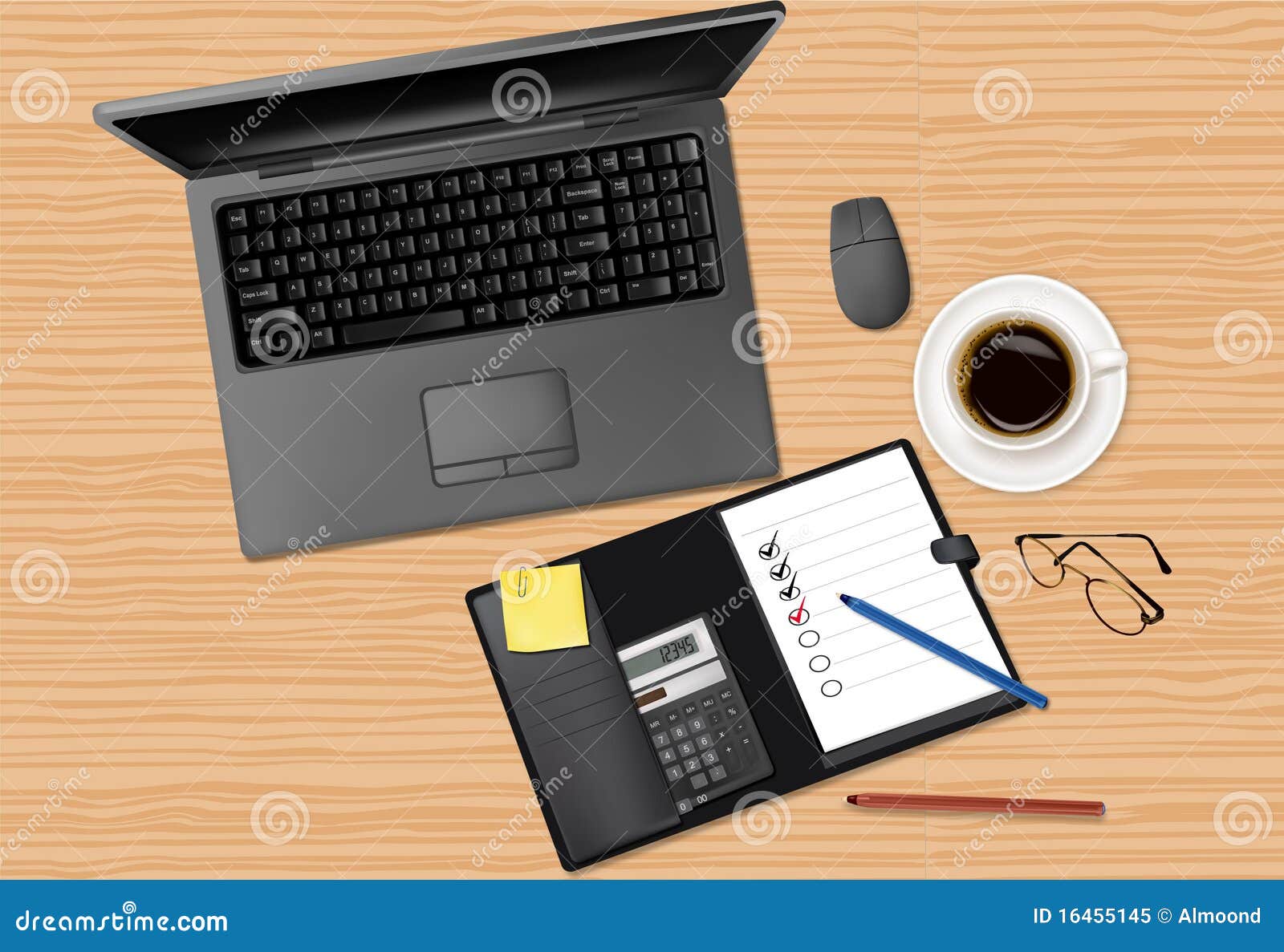 Laptop and Office Supplies. Stock Vector - Illustration of ...