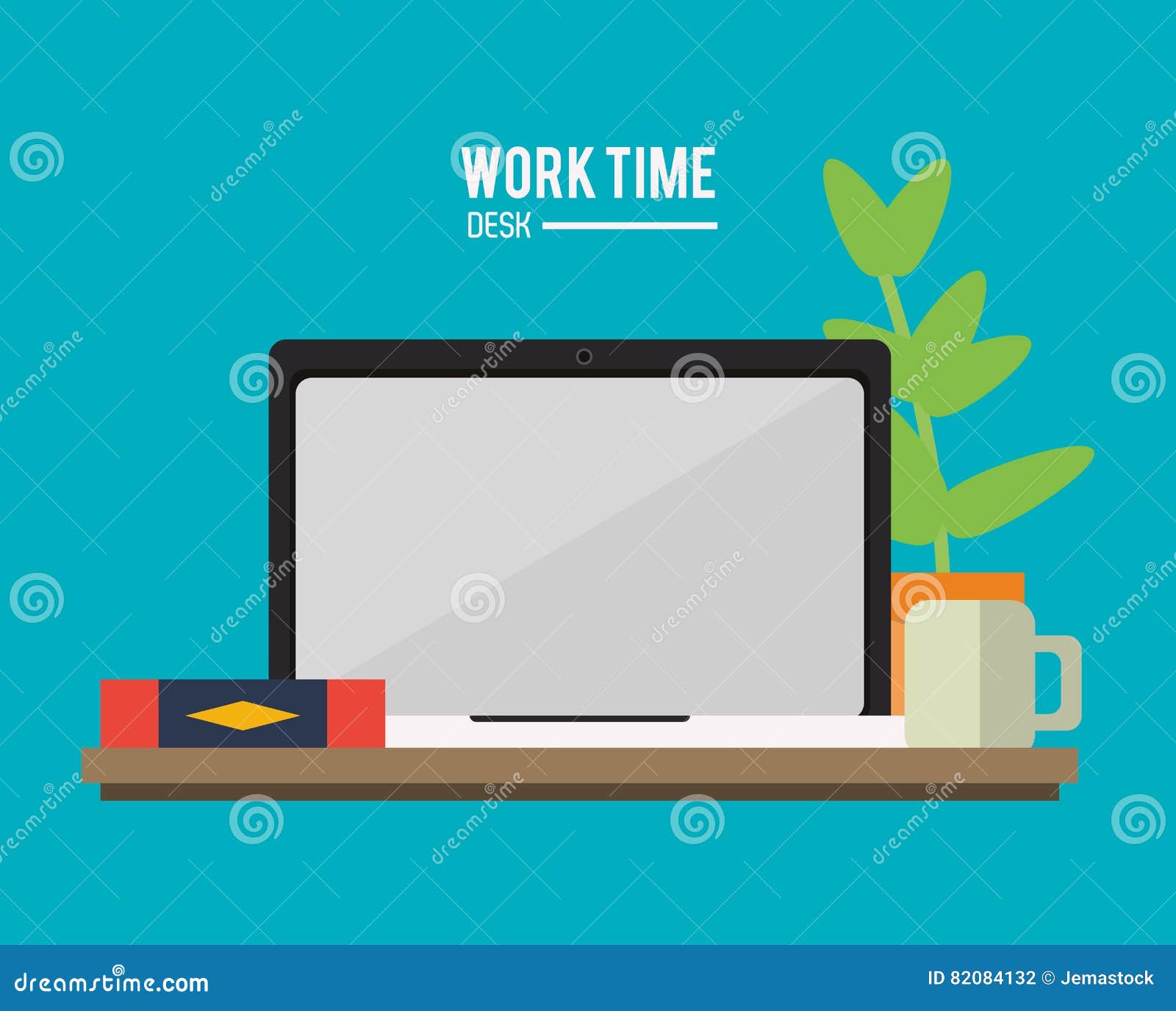 Laptop Office Work Time Supply Icon, Vector Stock Vector - Illustration ...