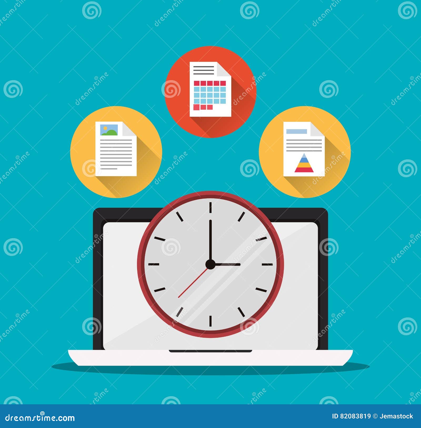 Laptop Office Work Time Supply Icon, Vector Stock Vector - Illustration ...