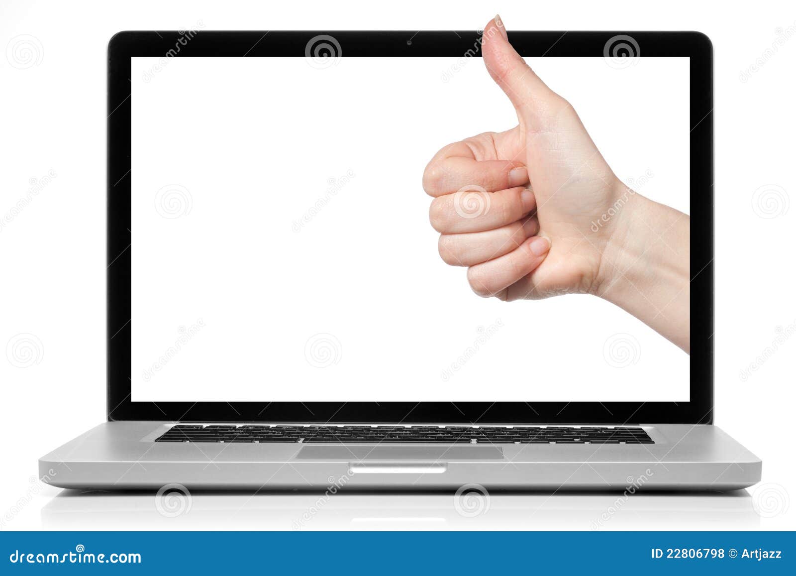 Laptop and OK Hand Isolated on White Stock Photo - Image of notebook ...
