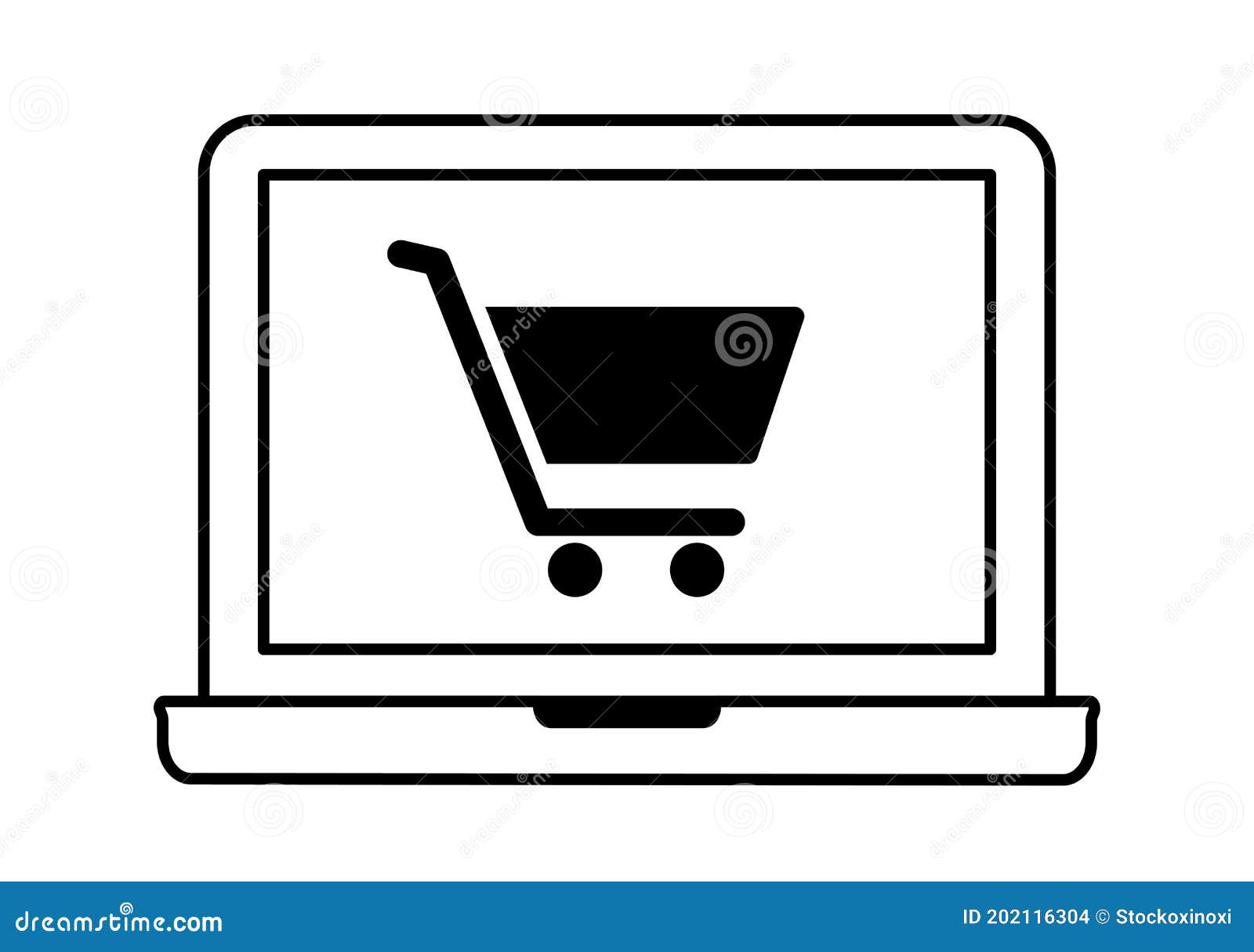 Laptop Online Shopping Cart Icon Stock Vector - Illustration of market ...